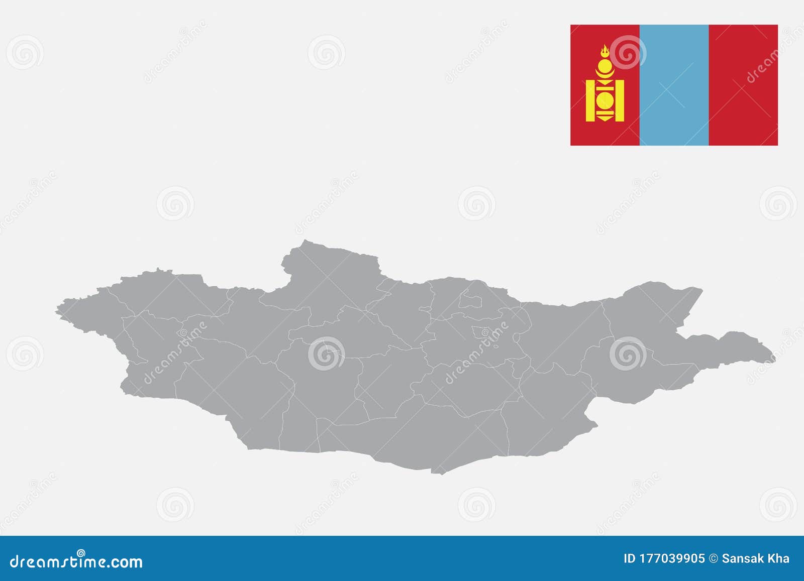 Mongolia map with flag. stock vector. Illustration of continent - 177039905