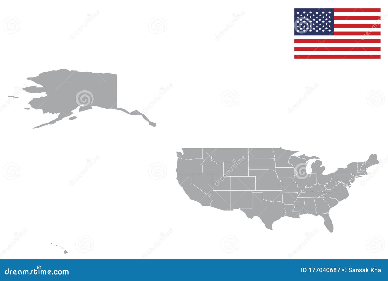 Usa Mercator Map with Flag. Stock Vector - Illustration of country ...