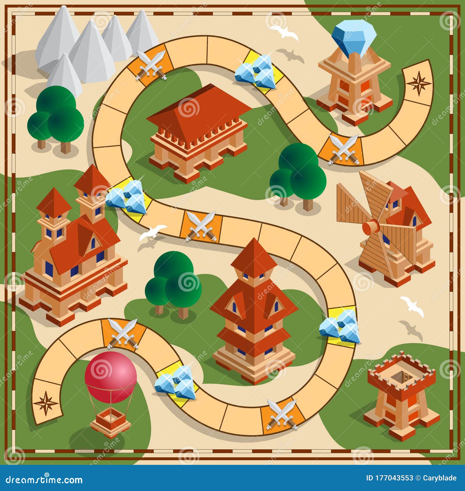 Board Game of the Medieval Theme. Stock Vector - Illustration of ...