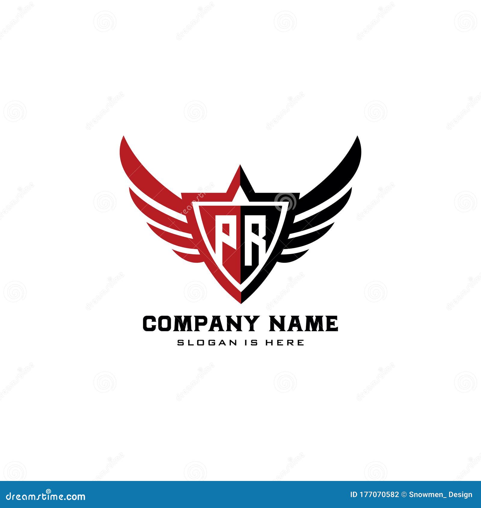 Initial Letters PR Shield Shape Black Monogram Logo Vector Stock Vector ...