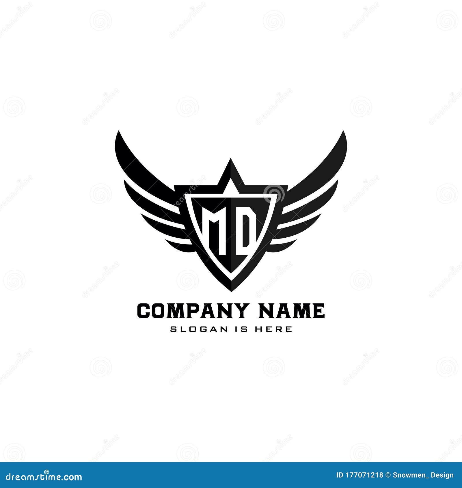 Initial Letters MD Shield Shape Black Monogram Logo Vector Stock Vector ...