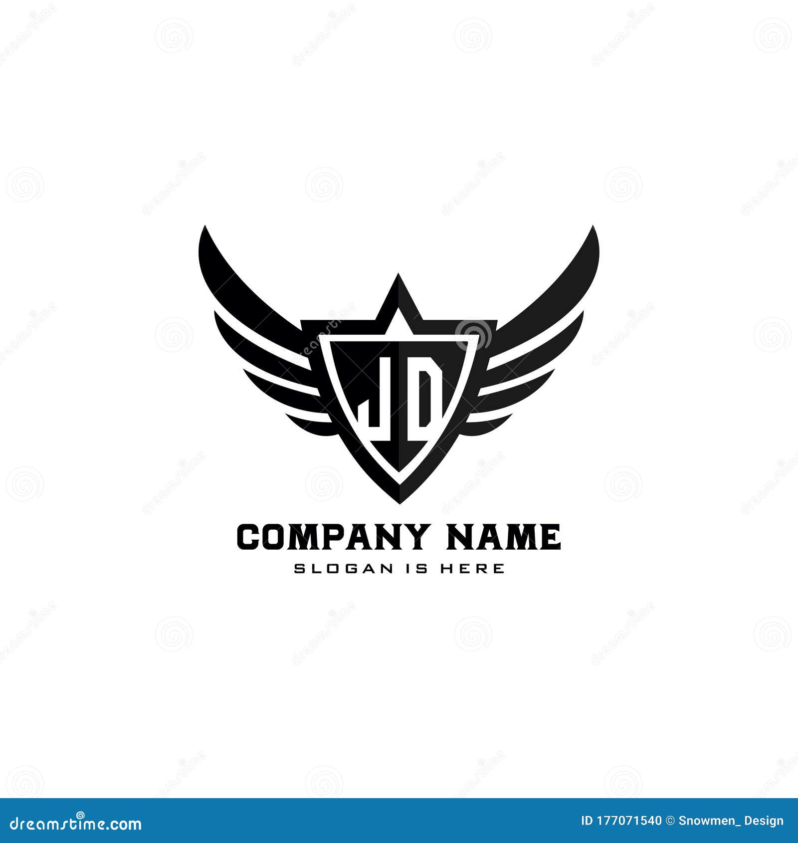 Initial Letters JD Shield Shape Black Monogram Logo Vector Stock Vector ...