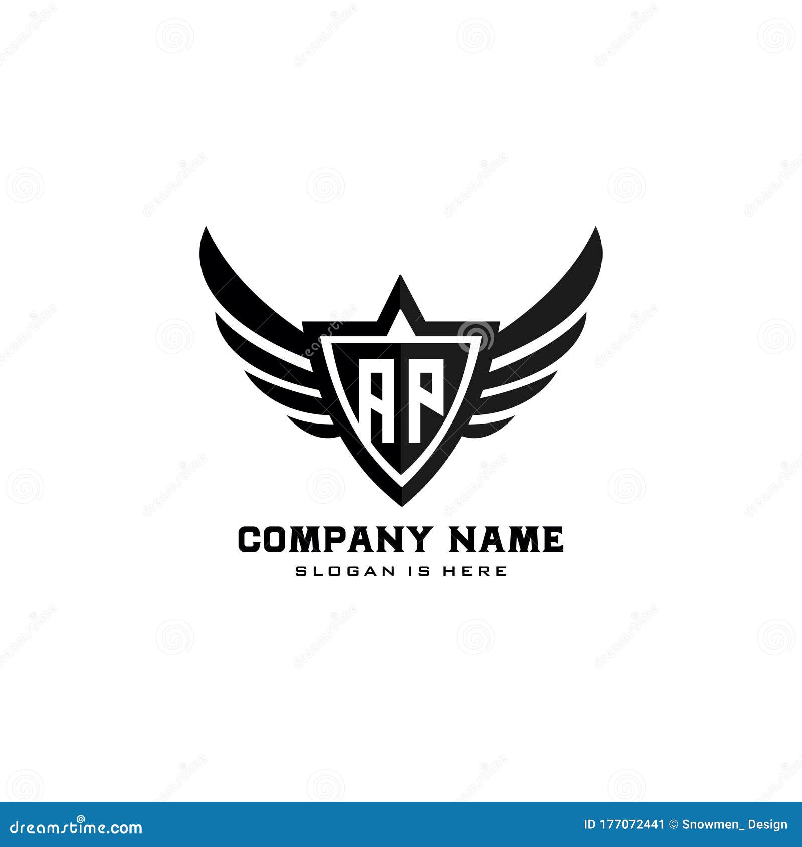 Initial Letters AP Shield Shape Black Monogram Logo Vector Stock Vector ...