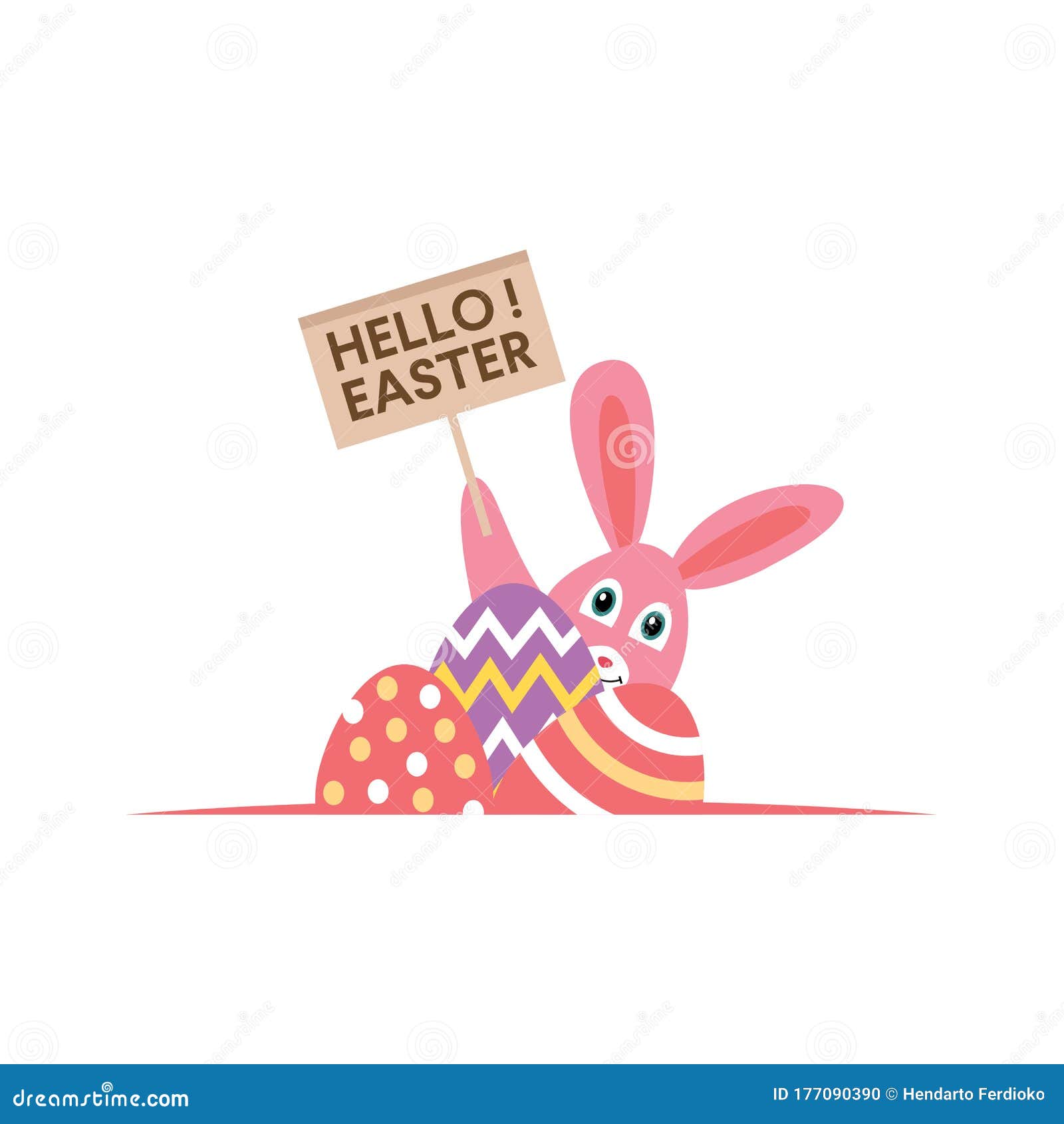 Hello Easter Bunny Cute Vector Design Stock Vector - Illustration of ...