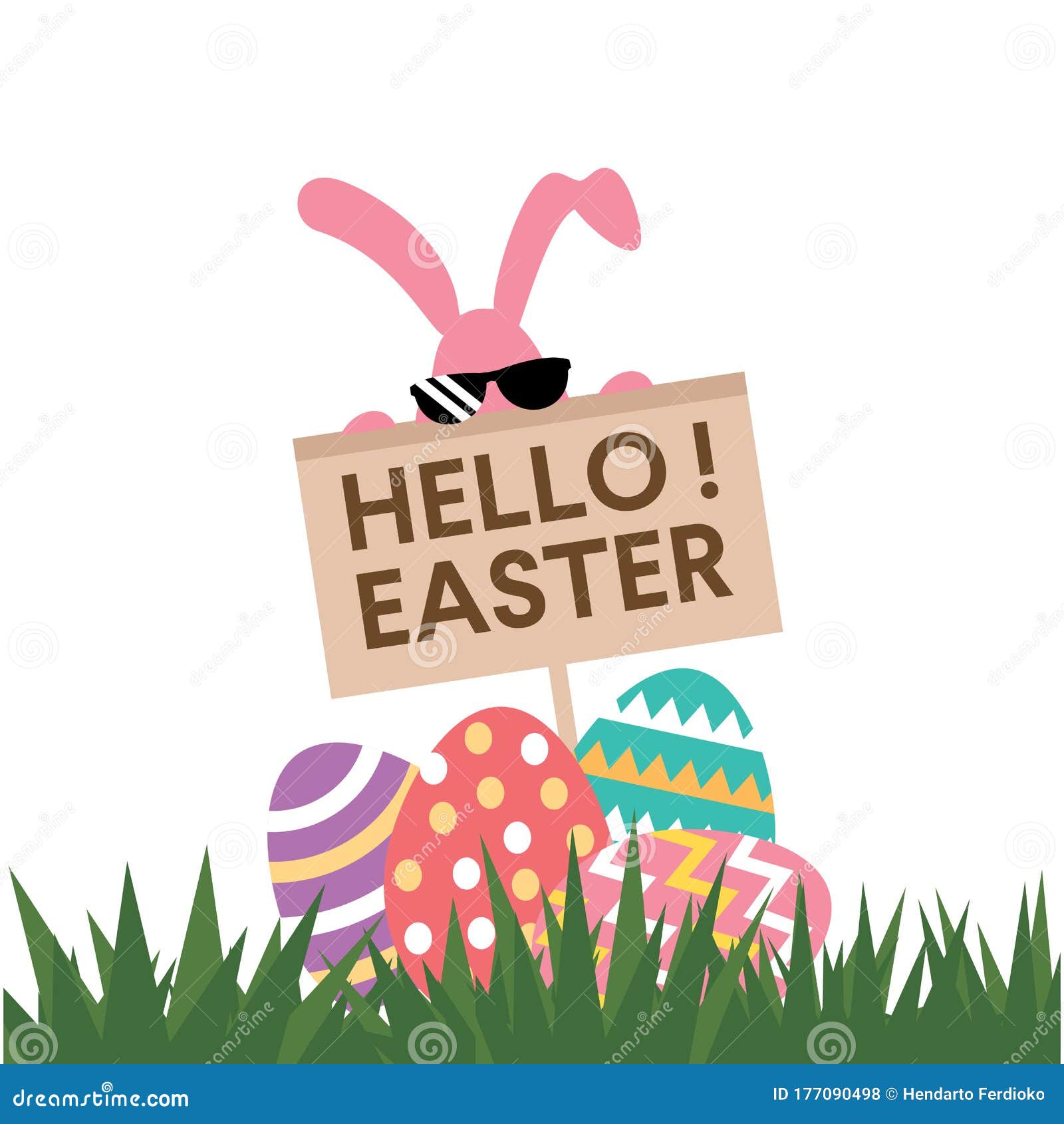 Hello Easter Bunny Cute Vector Design Stock Vector - Illustration of ...
