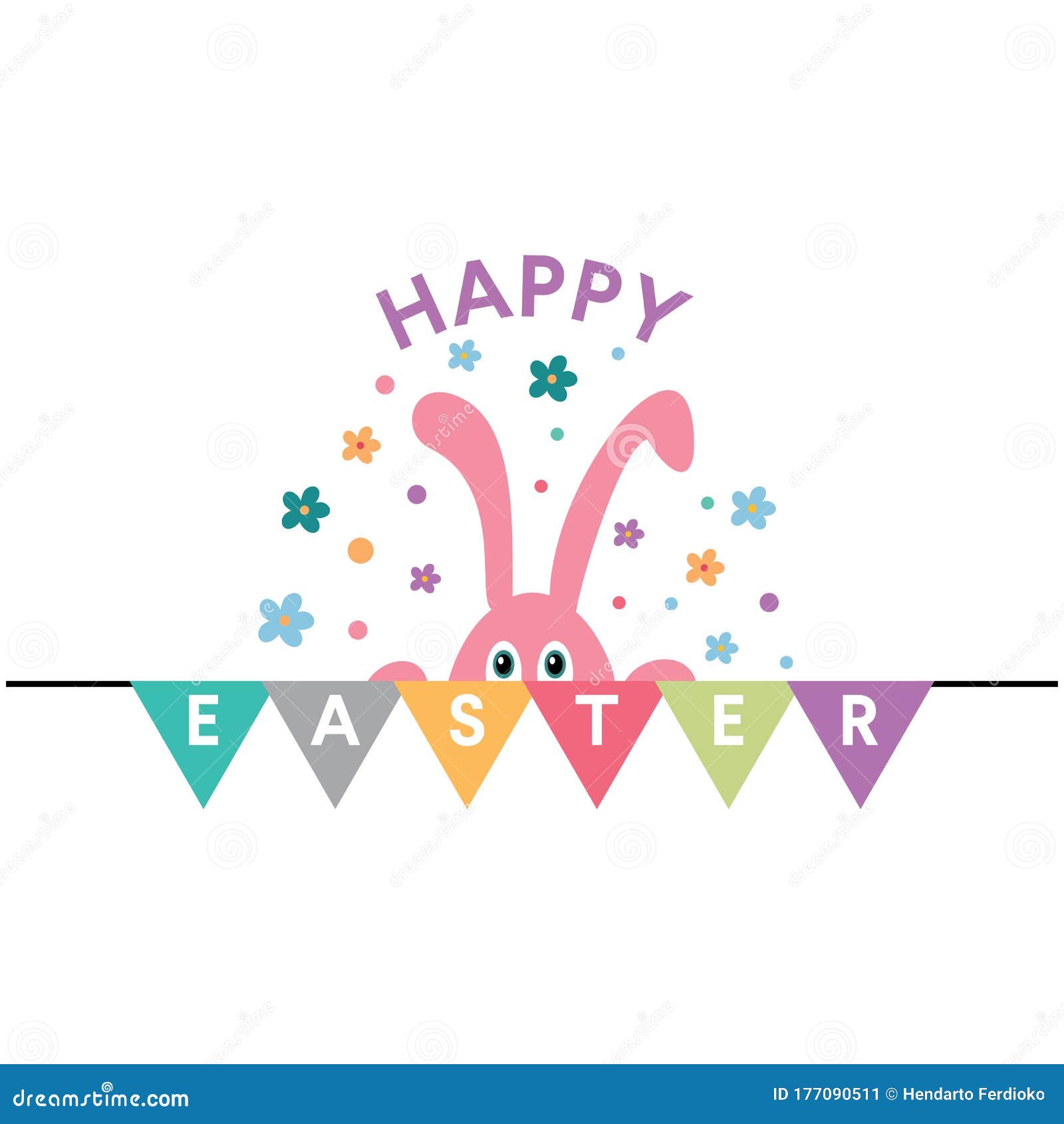 Hello Easter Bunny Cute Vector Design Stock Vector - Illustration of ...
