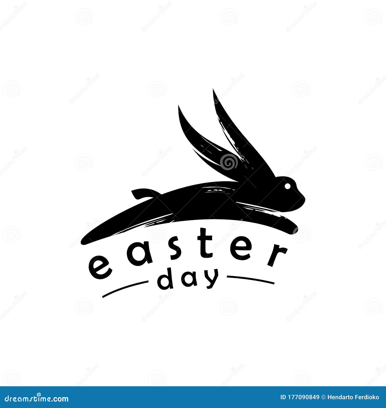 Happy Easter Bunny Rabbit Jump Logo Design Vector Stock Vector ...