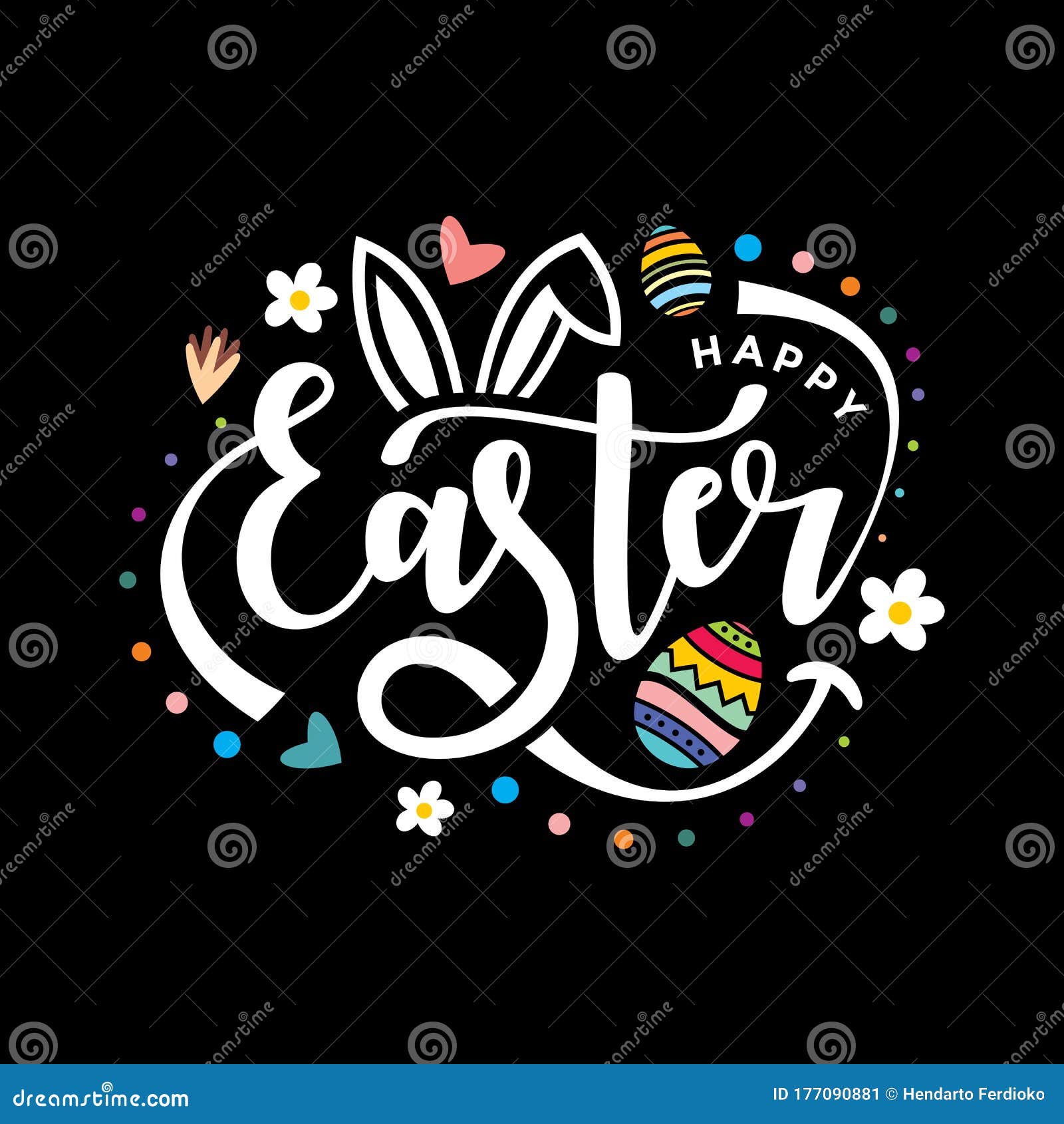Happy Easter Script Typography Lettering Logo Icon Vector Stock Vector ...