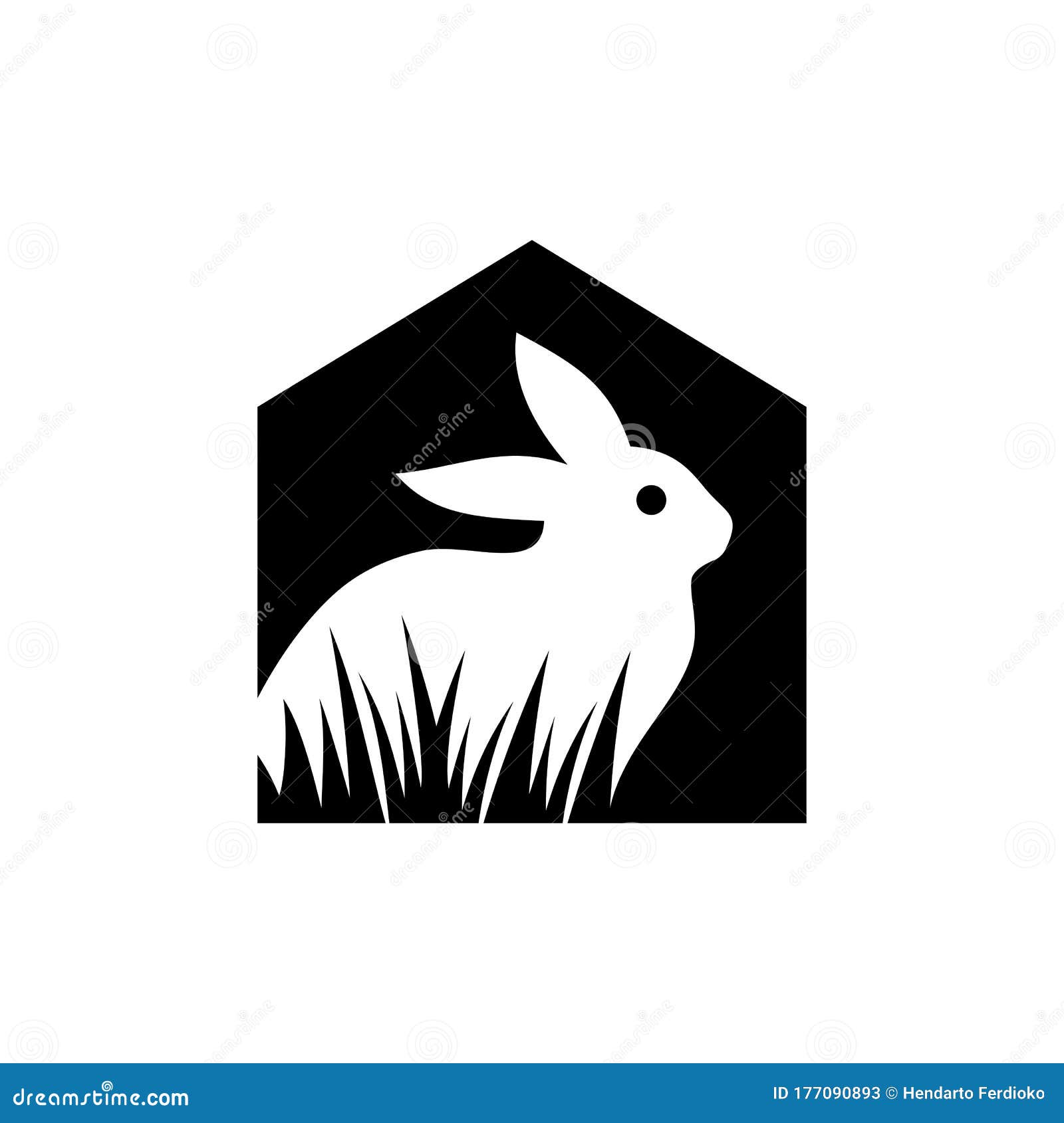 Rabbit House Logo Design. Cute Bunny Grass Vector Graphic Icon. Stock ...