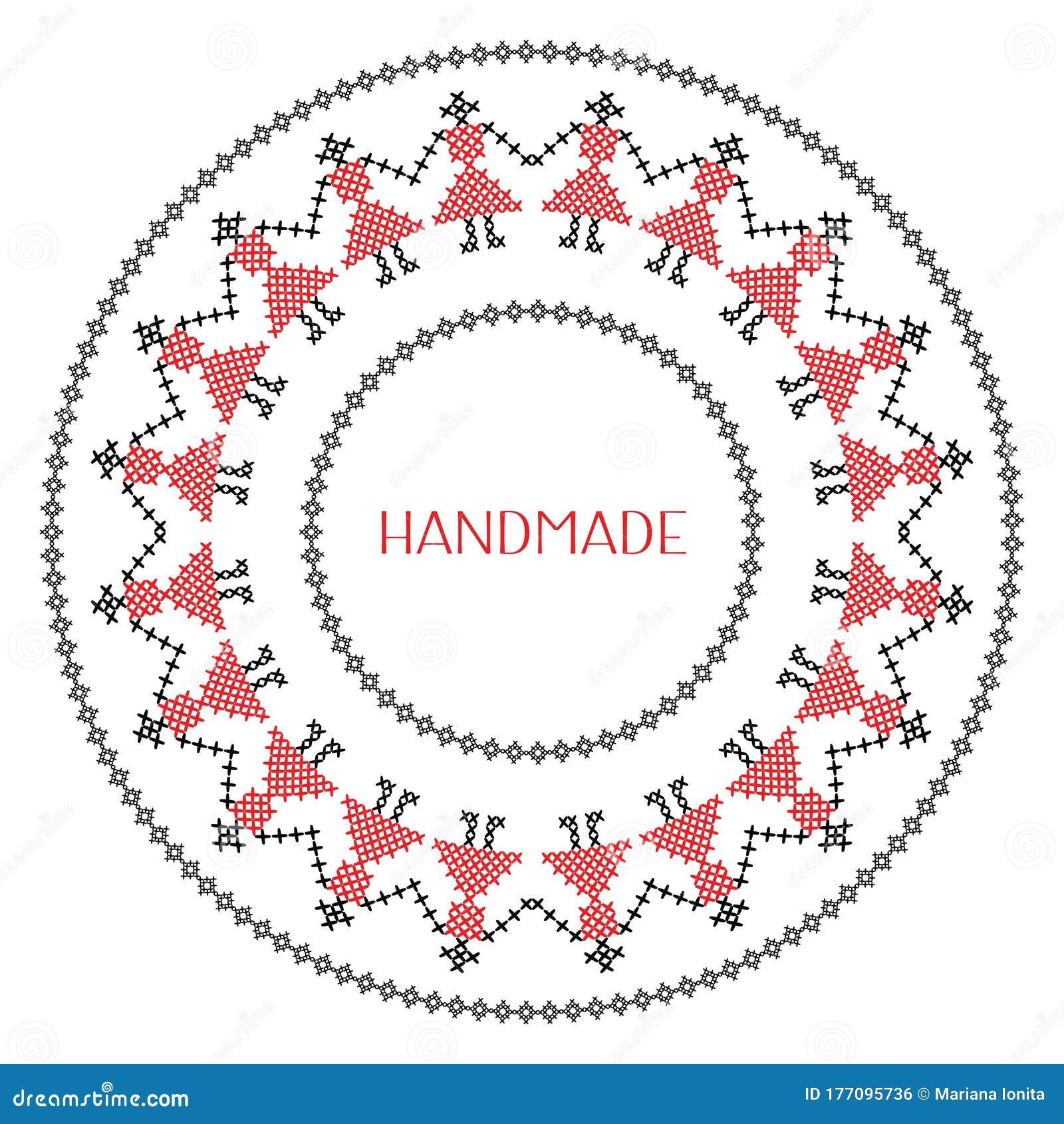 Round Text Frame with Romanian Traditional Folk Dance with Women and ...