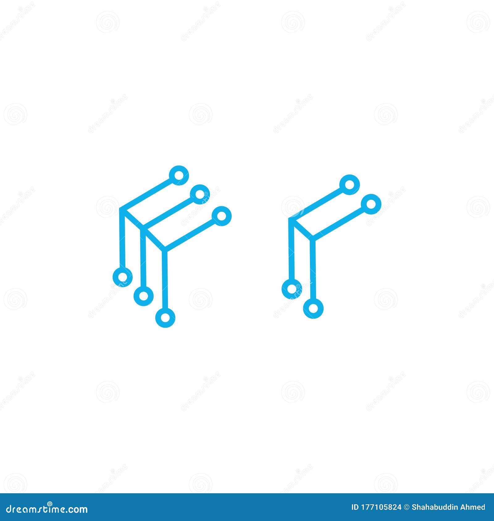 Technology Line Icon. Vector Tech Line Logo Stock Vector - Illustration ...