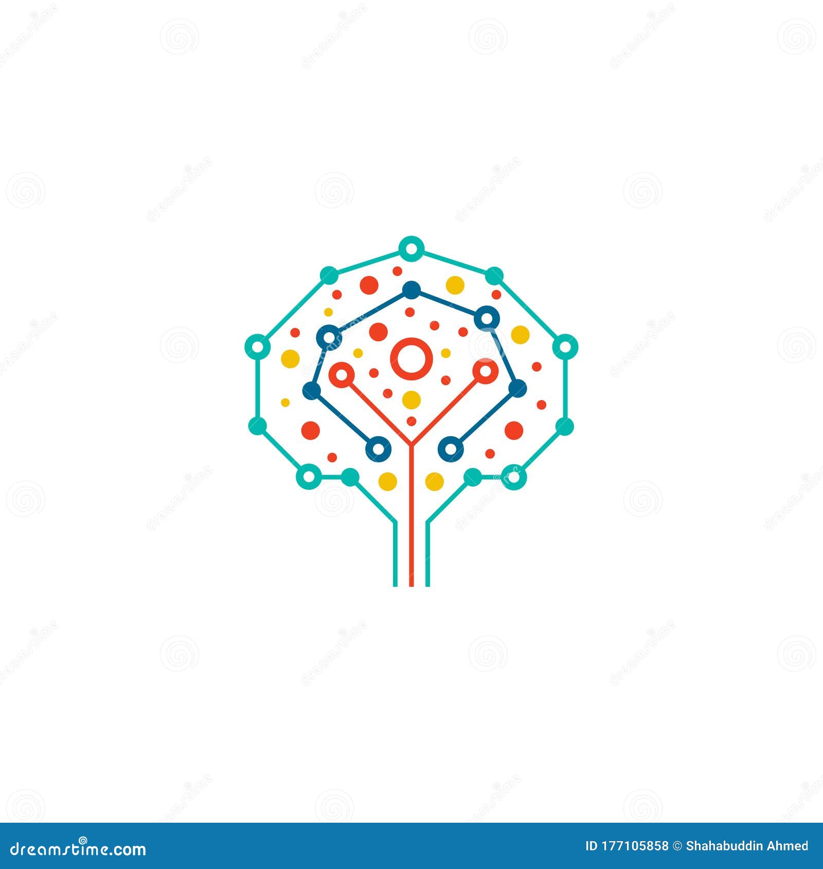 Digital Technology Tree Icon. Colorful Tech Tree Logo Stock Vector ...