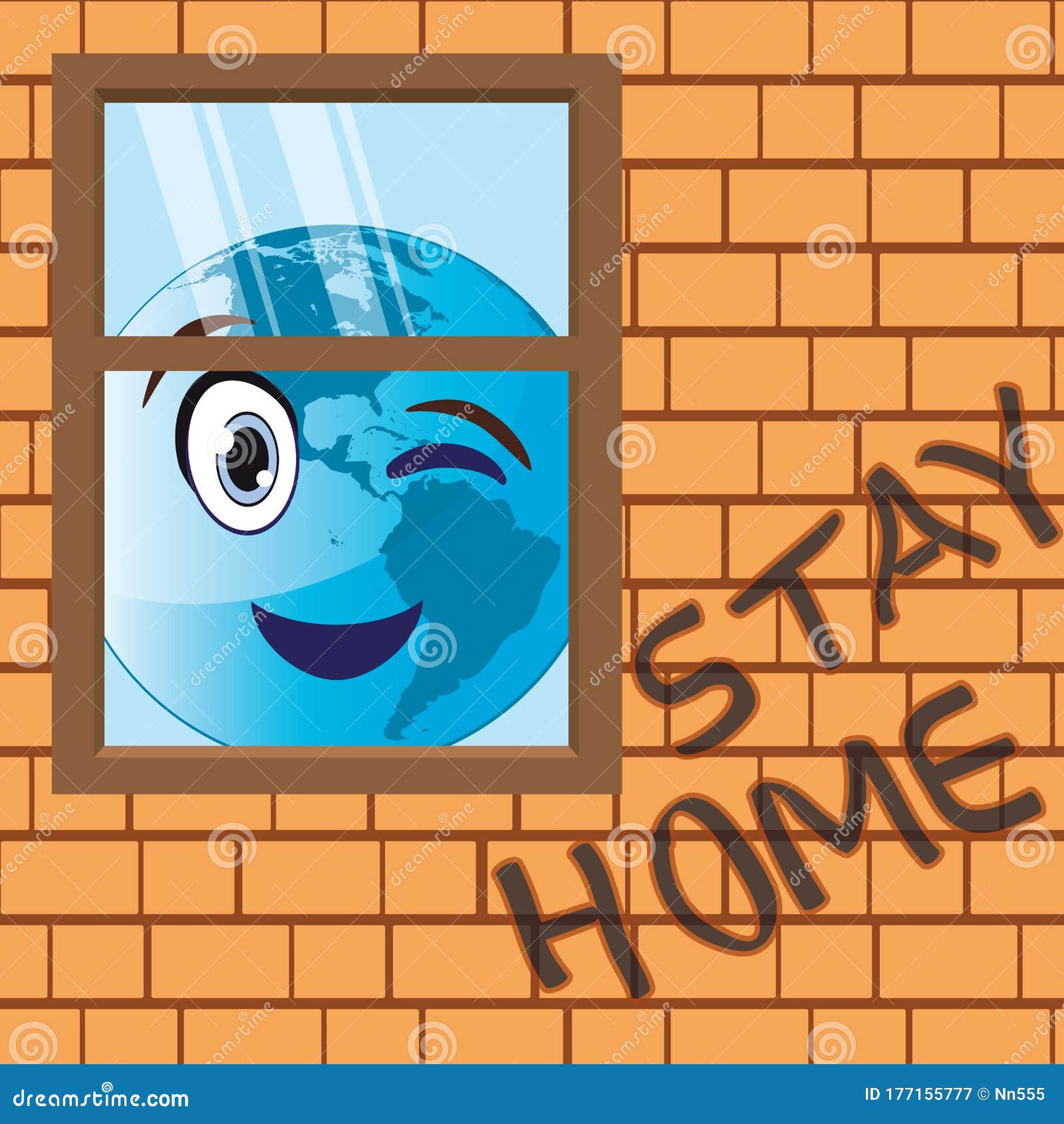 `Stay Home` Concept Illustrating a Cartoon Globe Indoors Stock Vector ...