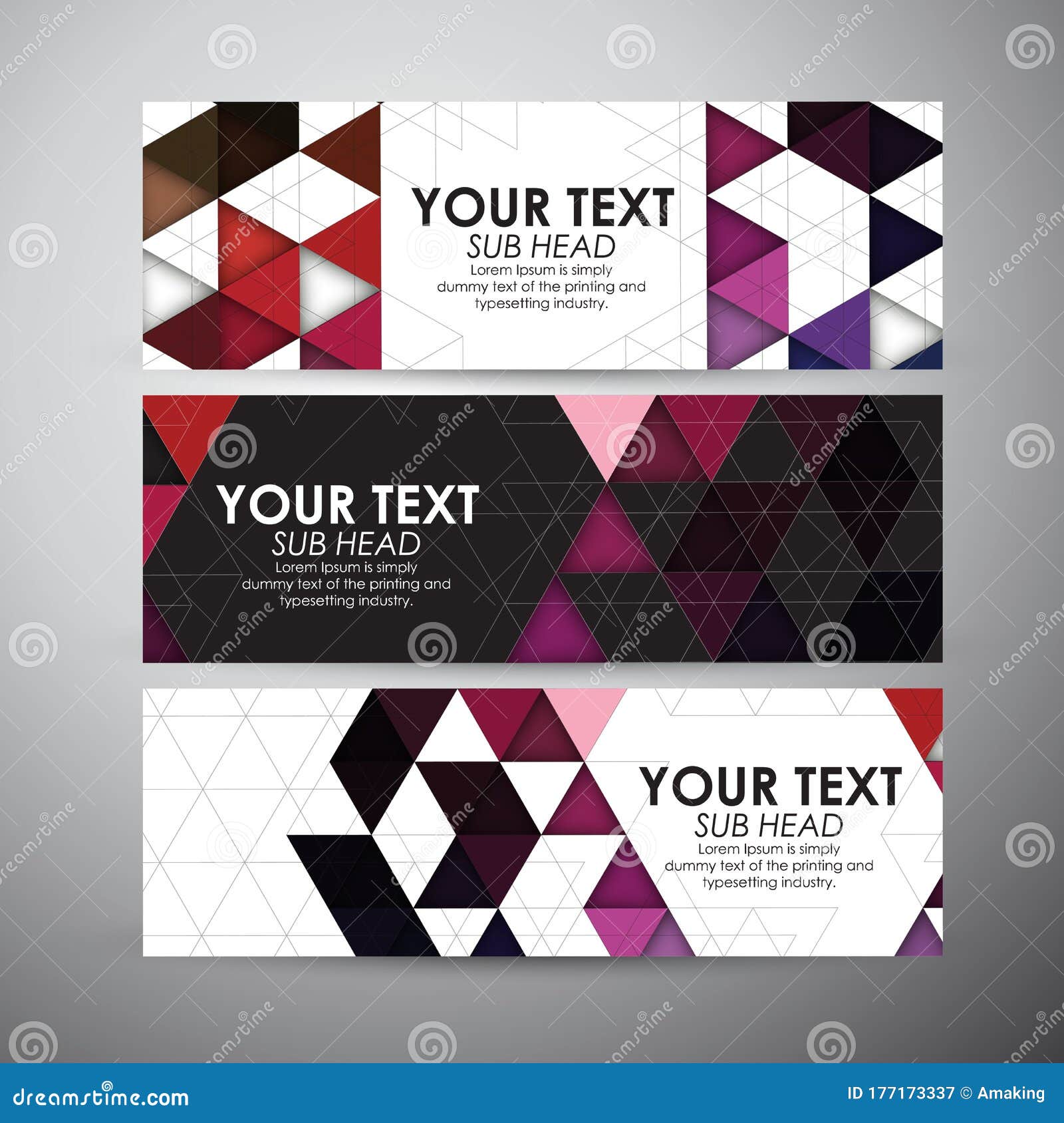 Abstract Geometric Strip Pattern Background. Vector Banners Set ...