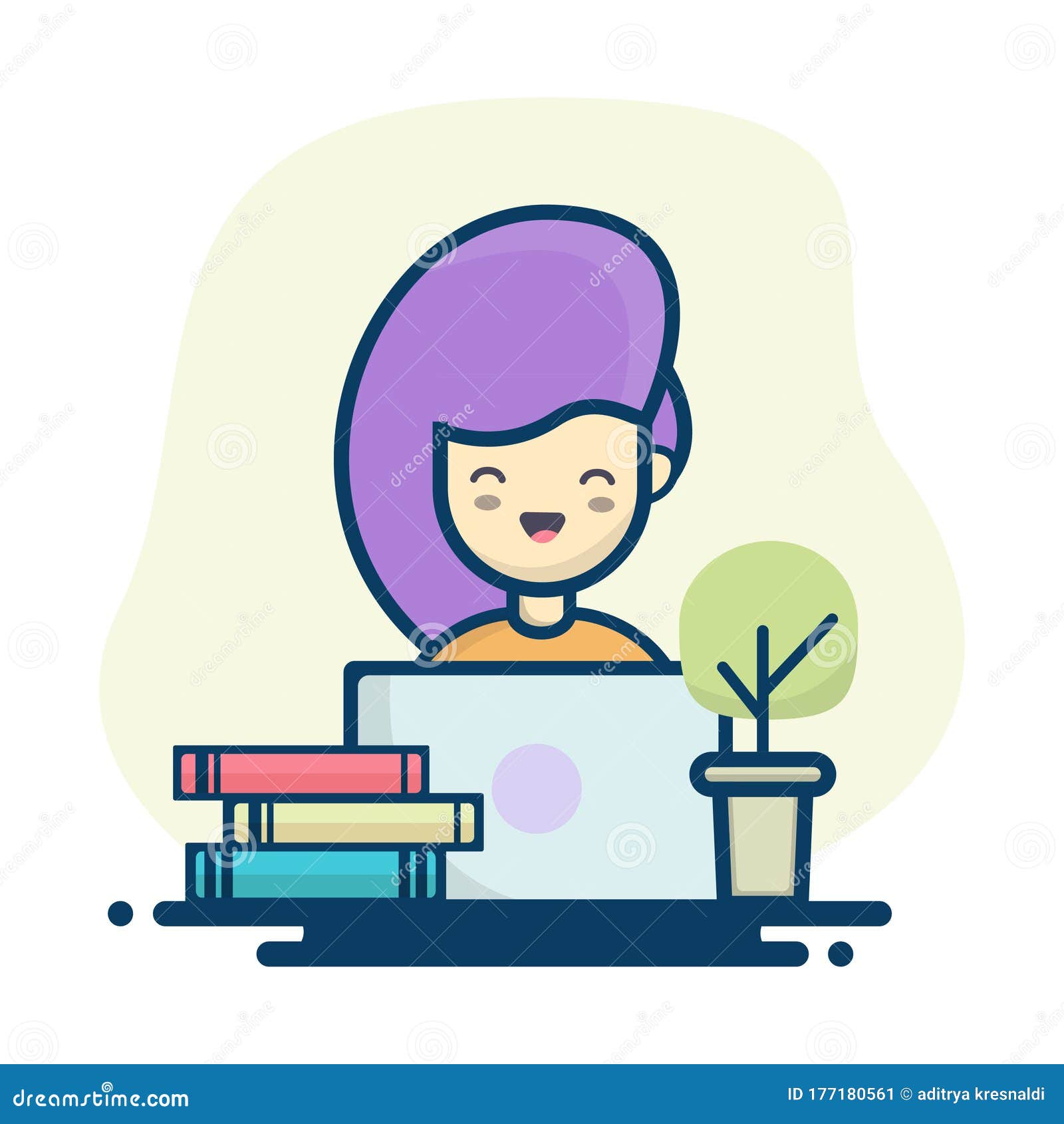 Girl Studying Icon Design Illustration, Can Be Used for Many Purpose ...