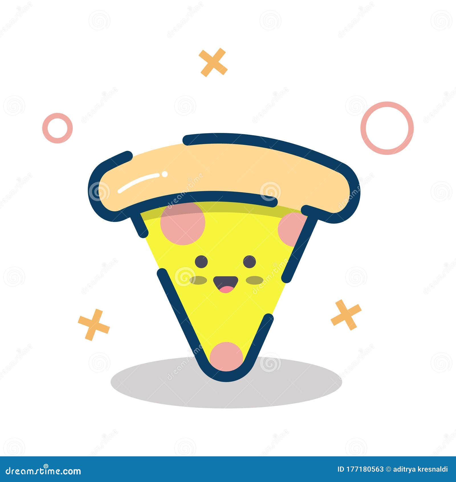 Cute Pizza Design with Smiling Face Expression Can Be Used for Many ...