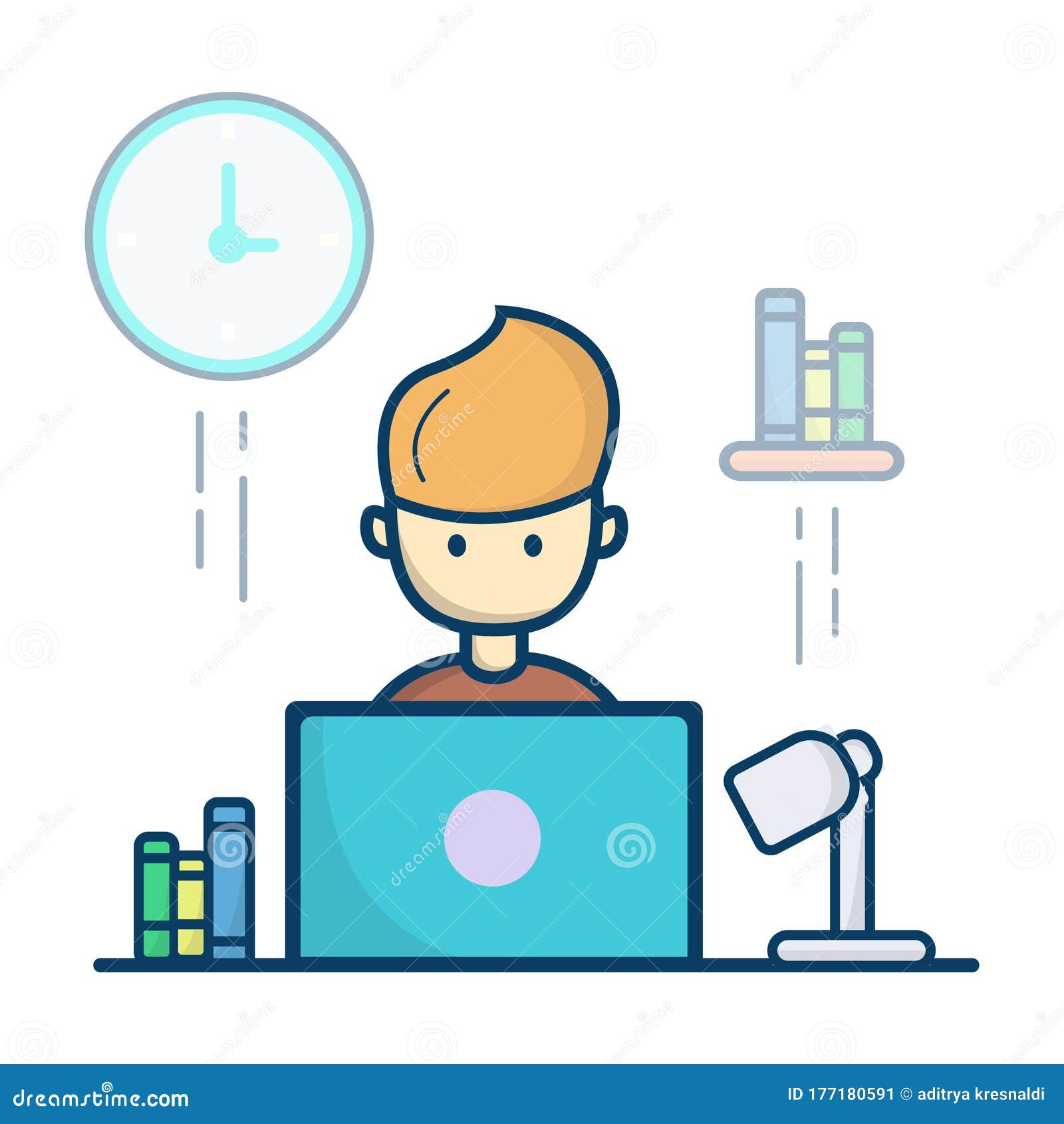 Student Using Laptop Design Illustration, Can Be Used for Many Purpose ...