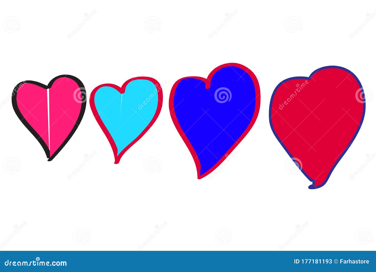 Love Hearts Icons, Red Blue Love Symbols Stock Vector - Illustration of ...