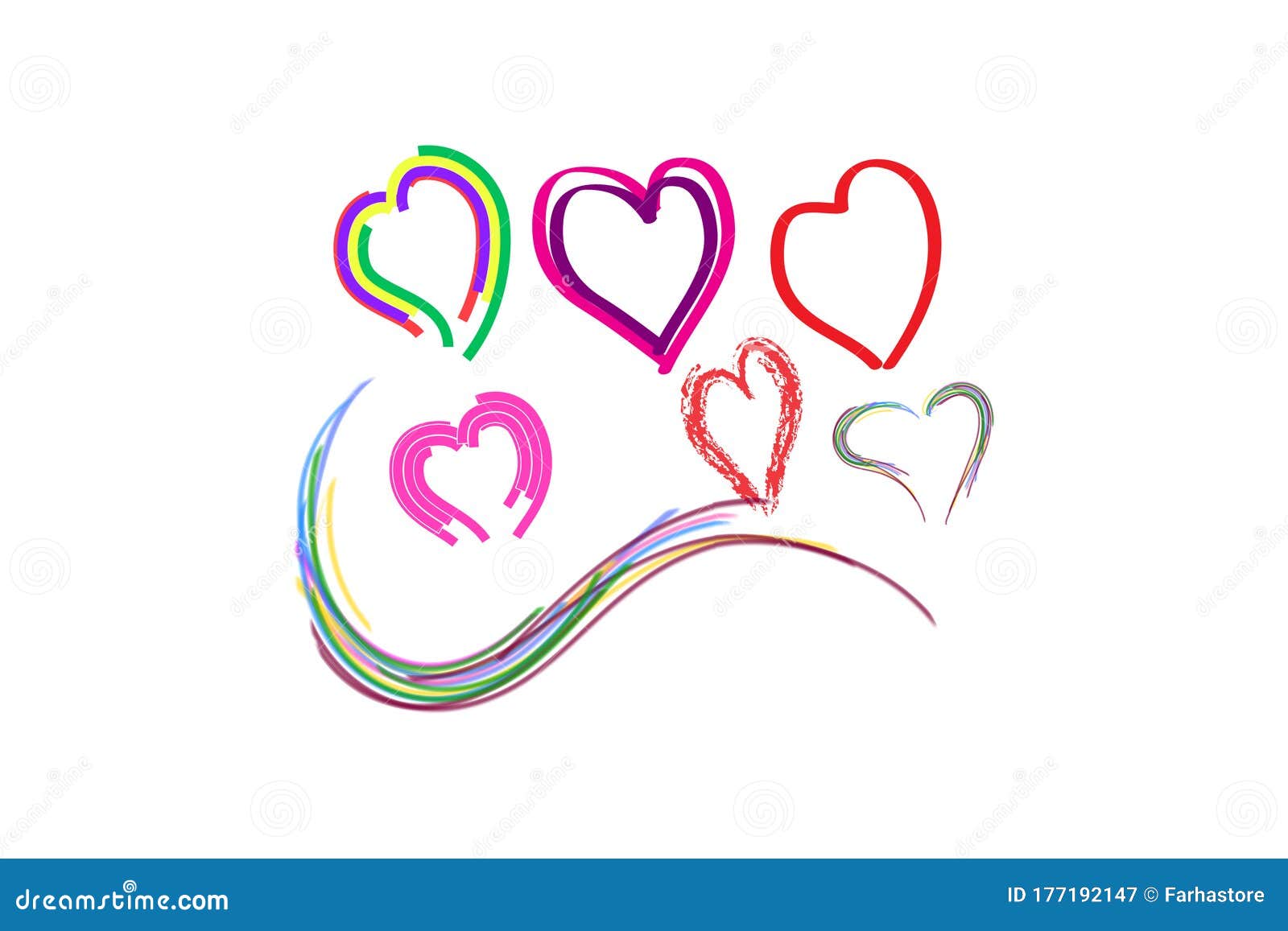 Love Hearts Icons, Red Blue Love Symbols Stock Illustration ...