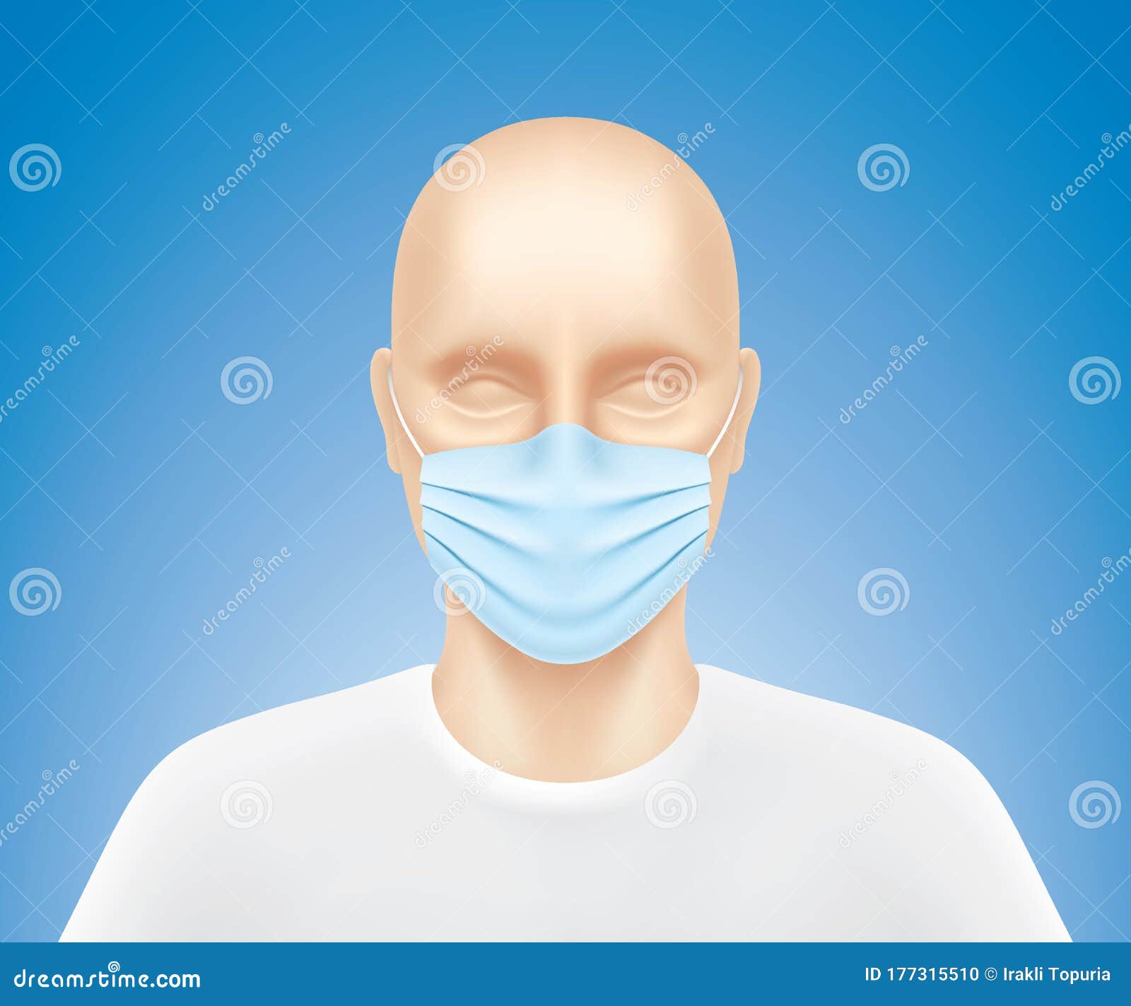 Human Model with Blue Medical Face Mask. Stock Vector - Illustration of ...