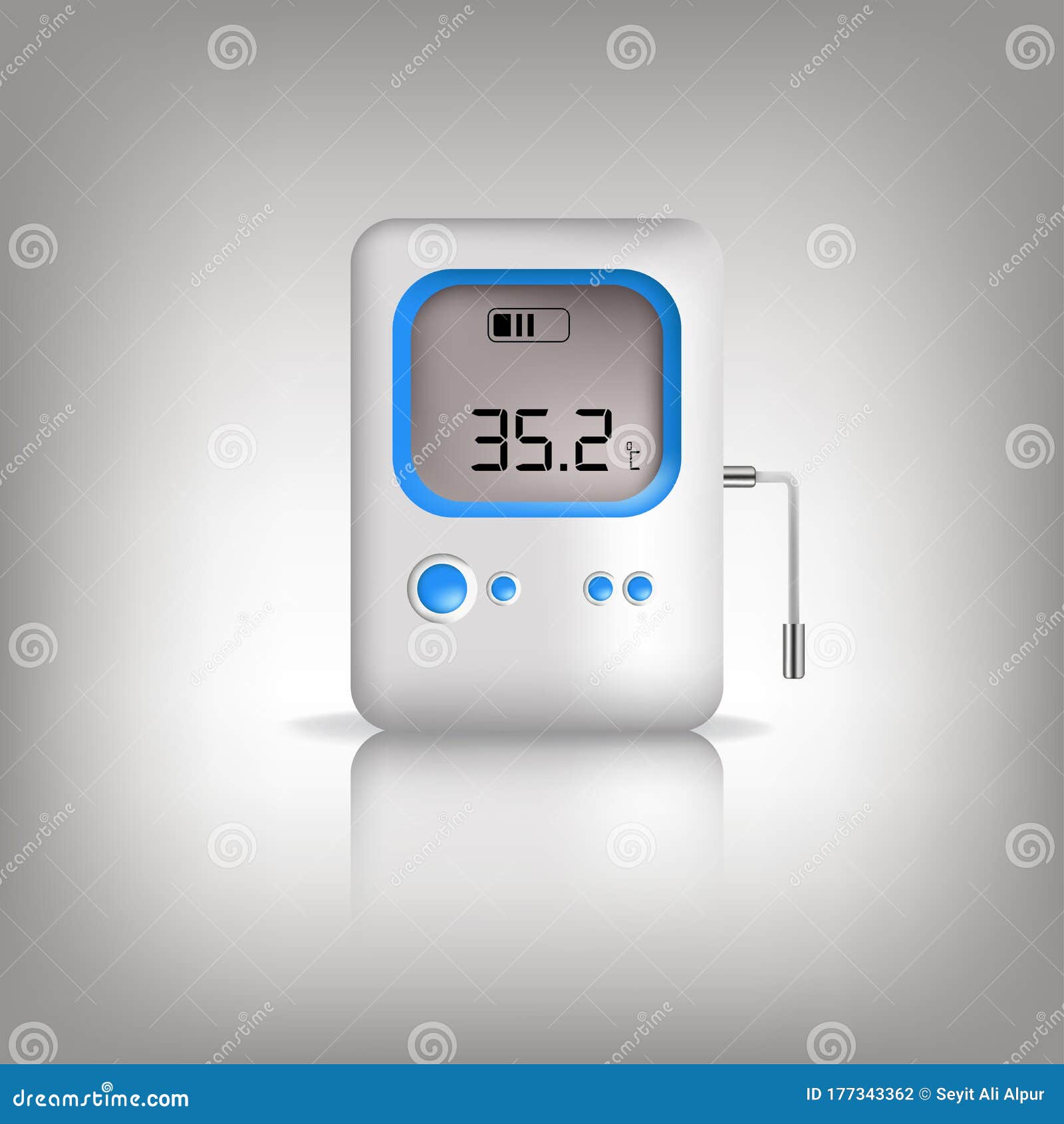 Vector digital thermometer stock illustration. Illustration of isolated ...