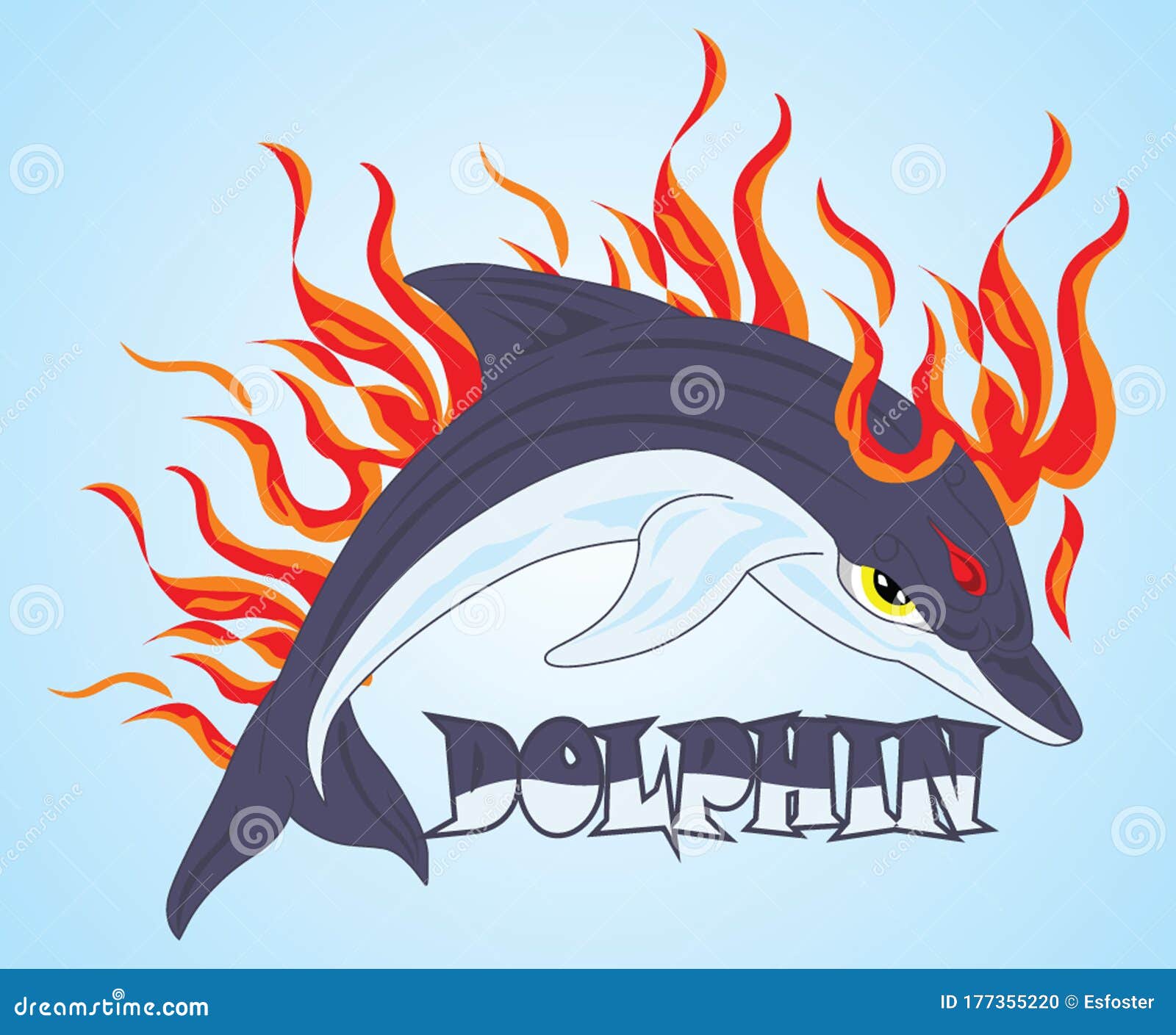 Illustration fire dolphin stock vector. Illustration of sketch - 177355220
