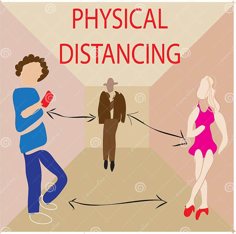 Physical Distancing Sign and Info Graphic Stock Illustration ...