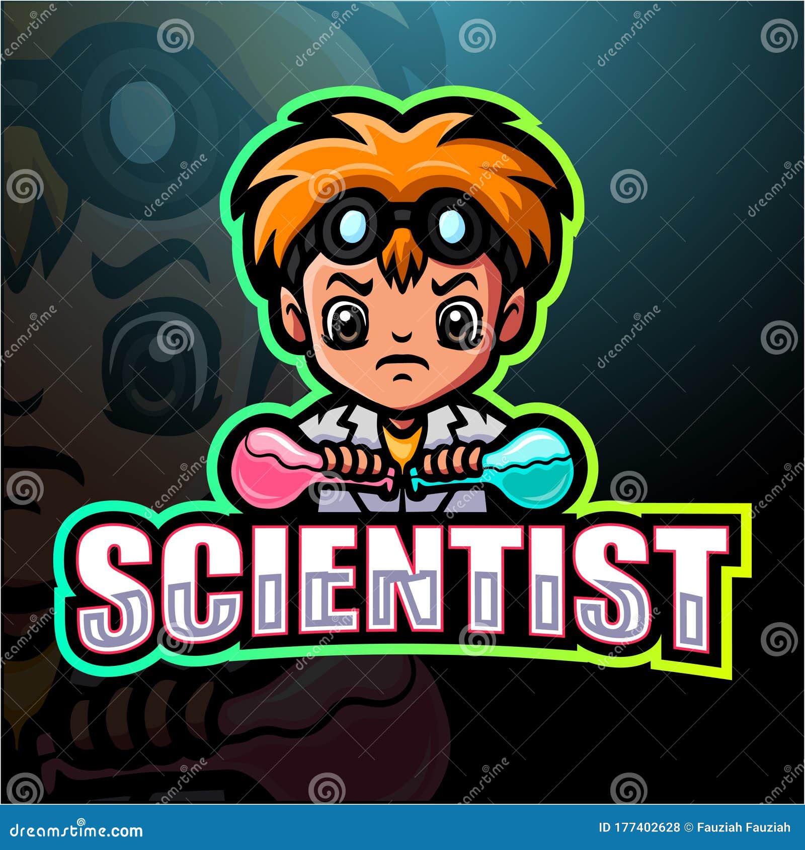 Scientist Mascot Esport Logo Design Stock Vector - Illustration of ...