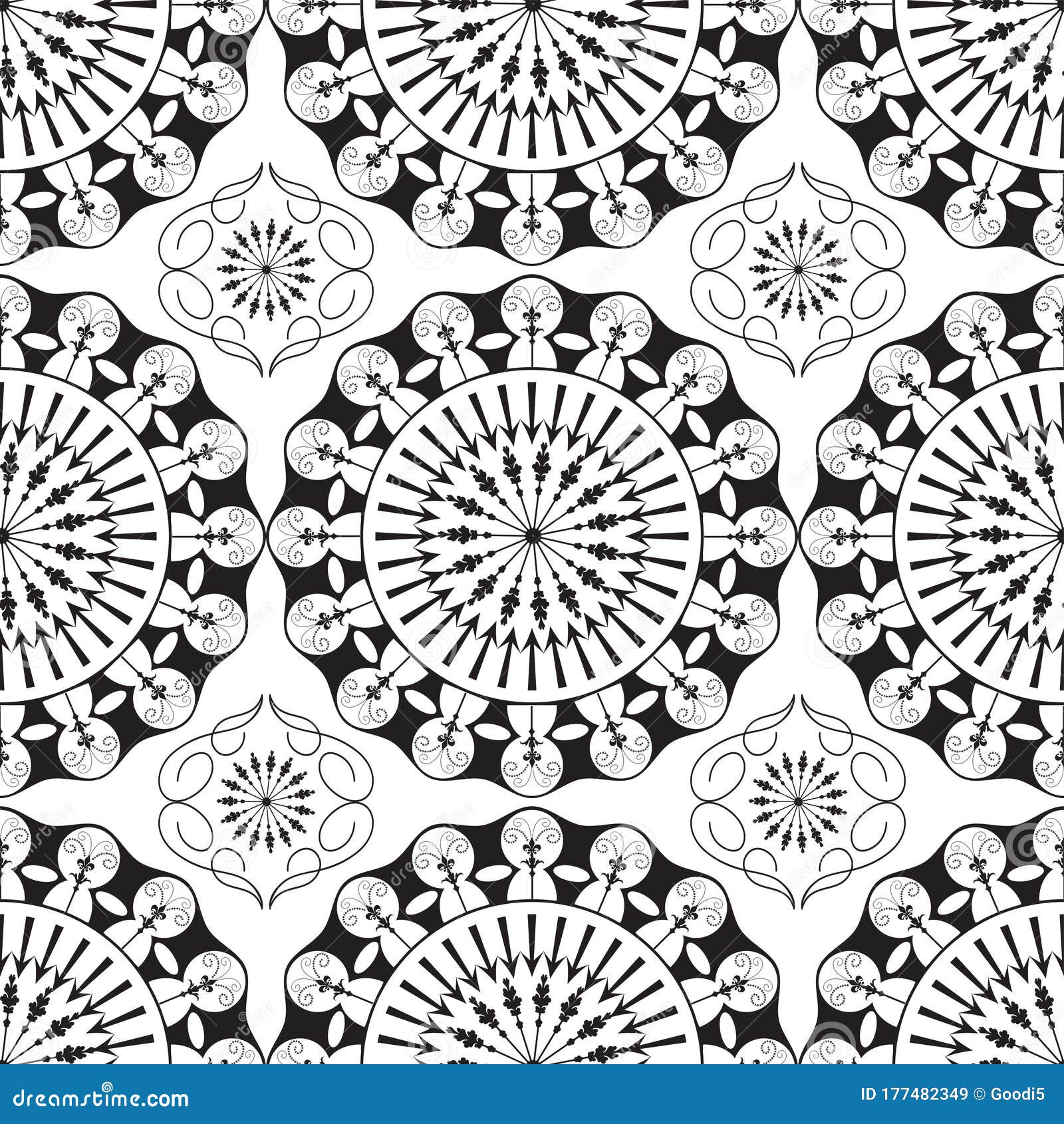 Classical Design Pattern in Black and White Stock Illustration ...