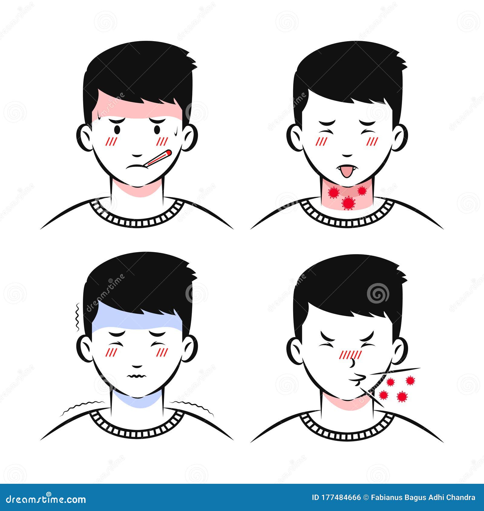 Cartoon Male Character Sick Expressions Stock Vector - Illustration of ...