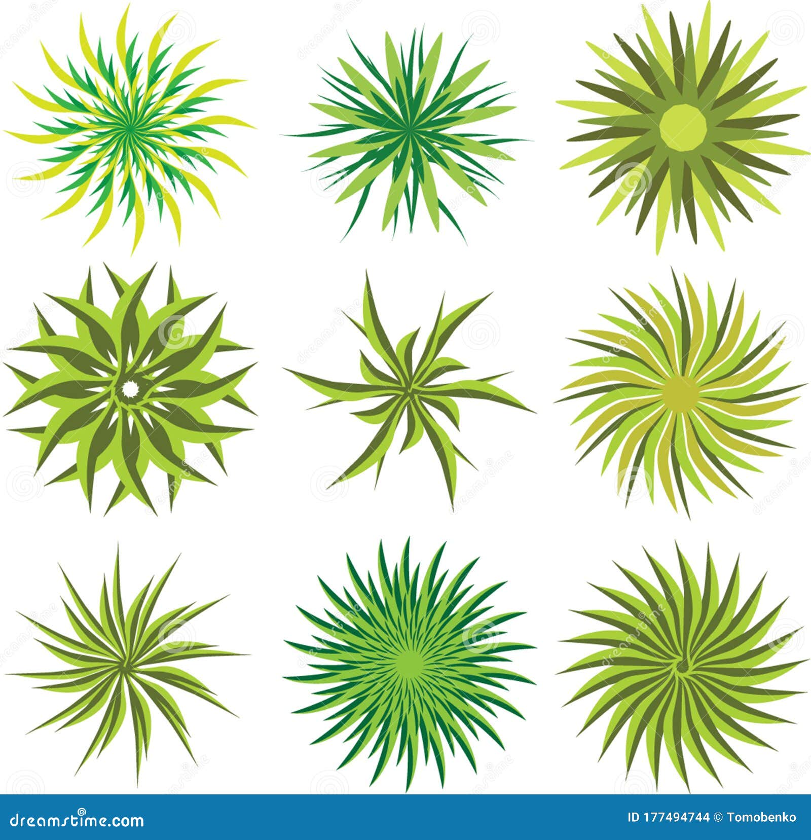 Landscape Architect Symbols Tree Plants Stock Vector - Illustration of ...