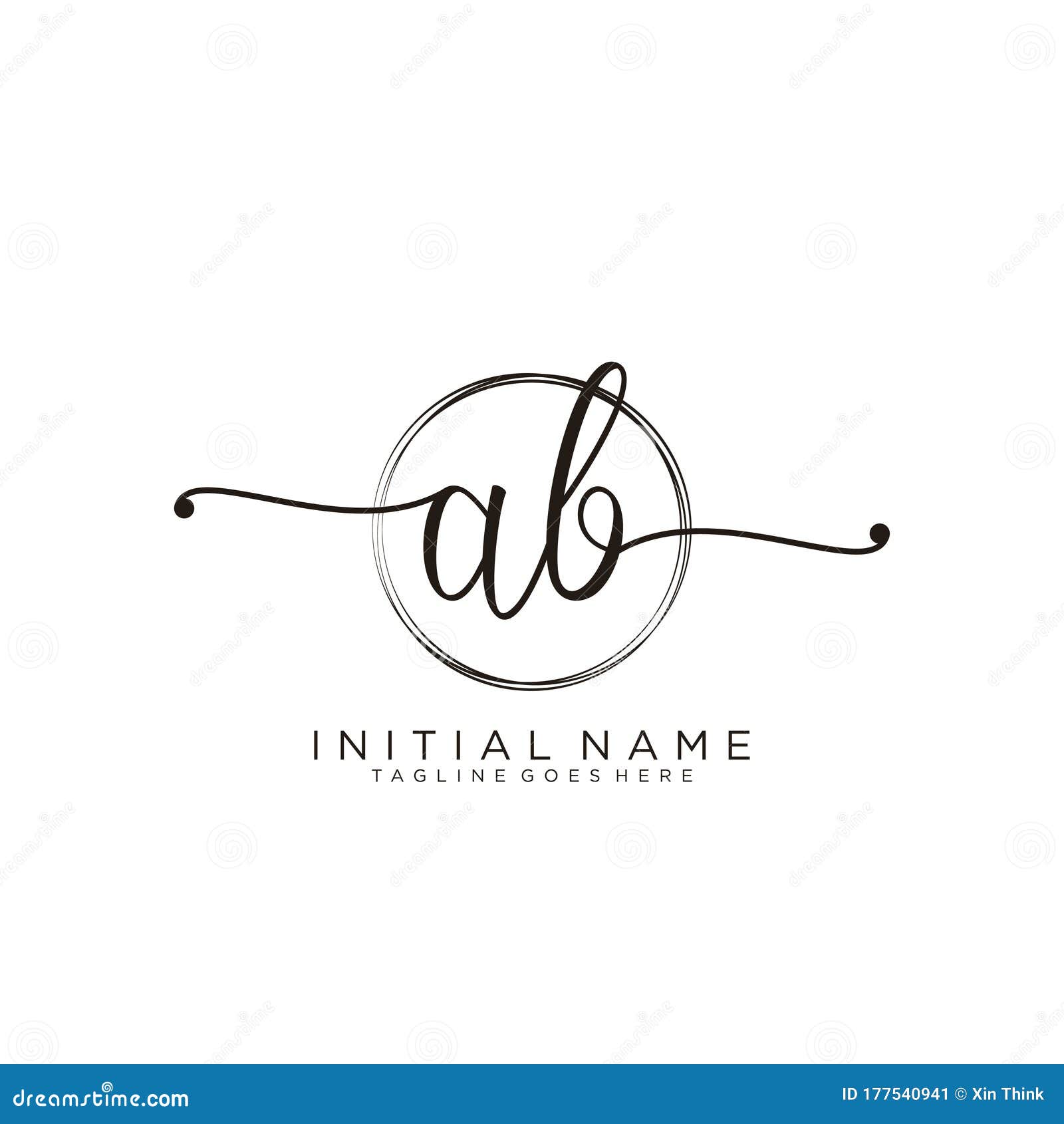 AB Initial Handwriting Logo with Circle Stock Vector - Illustration of ...