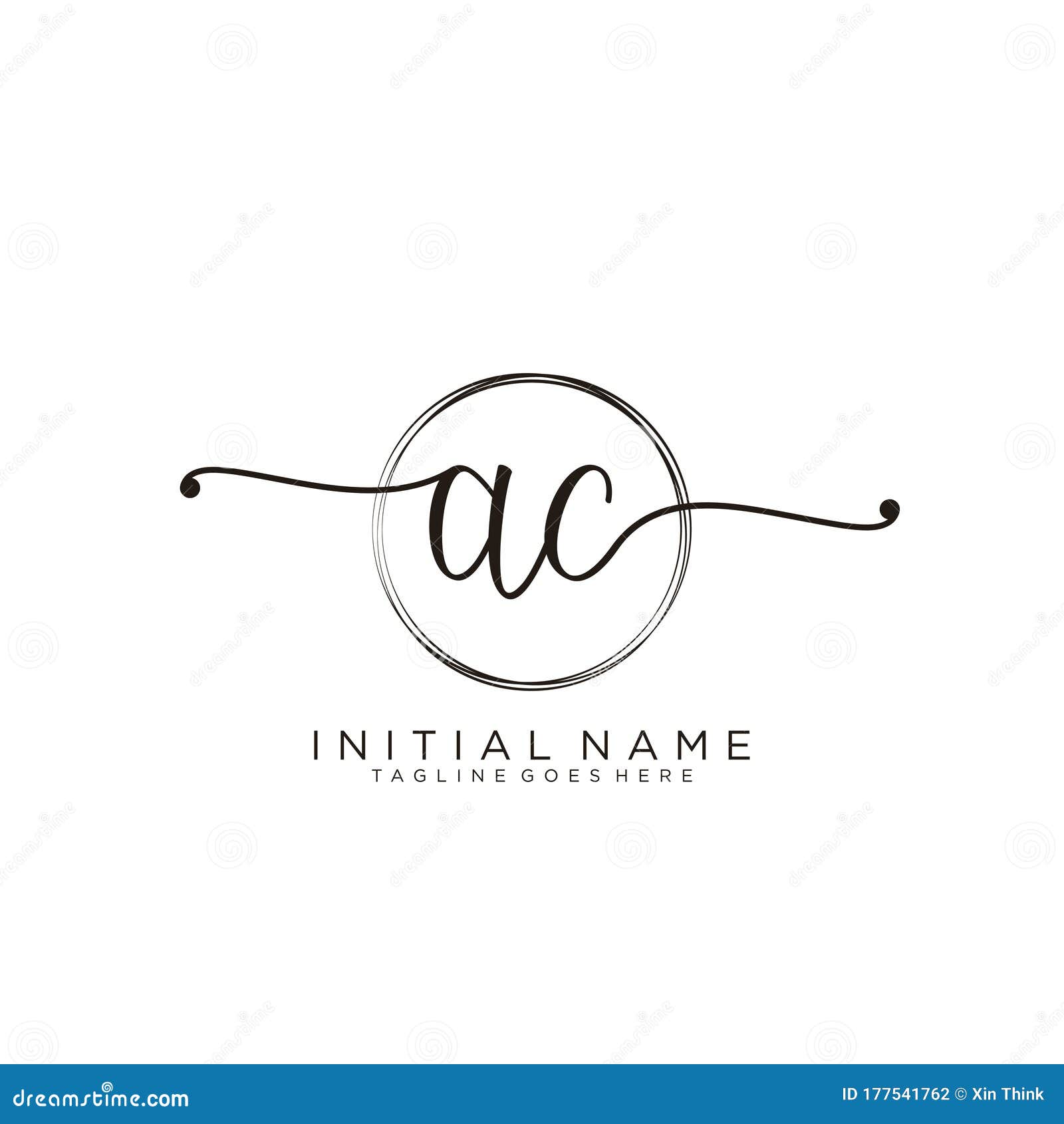 AC Initial Handwriting Logo with Circle Stock Vector - Illustration of ...
