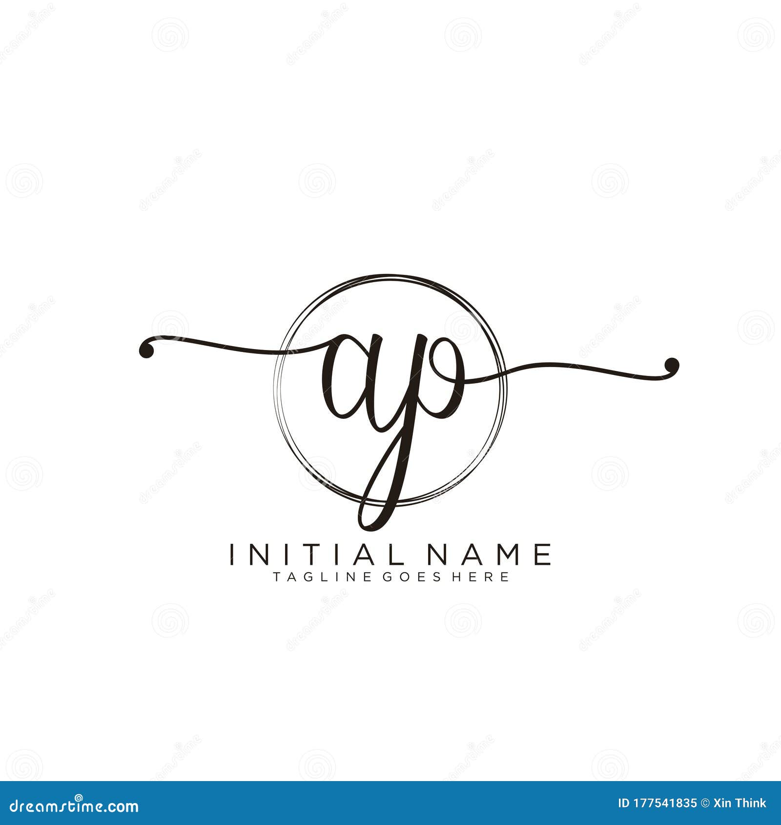 AP Initial Handwriting Logo with Circle Stock Vector - Illustration of ...