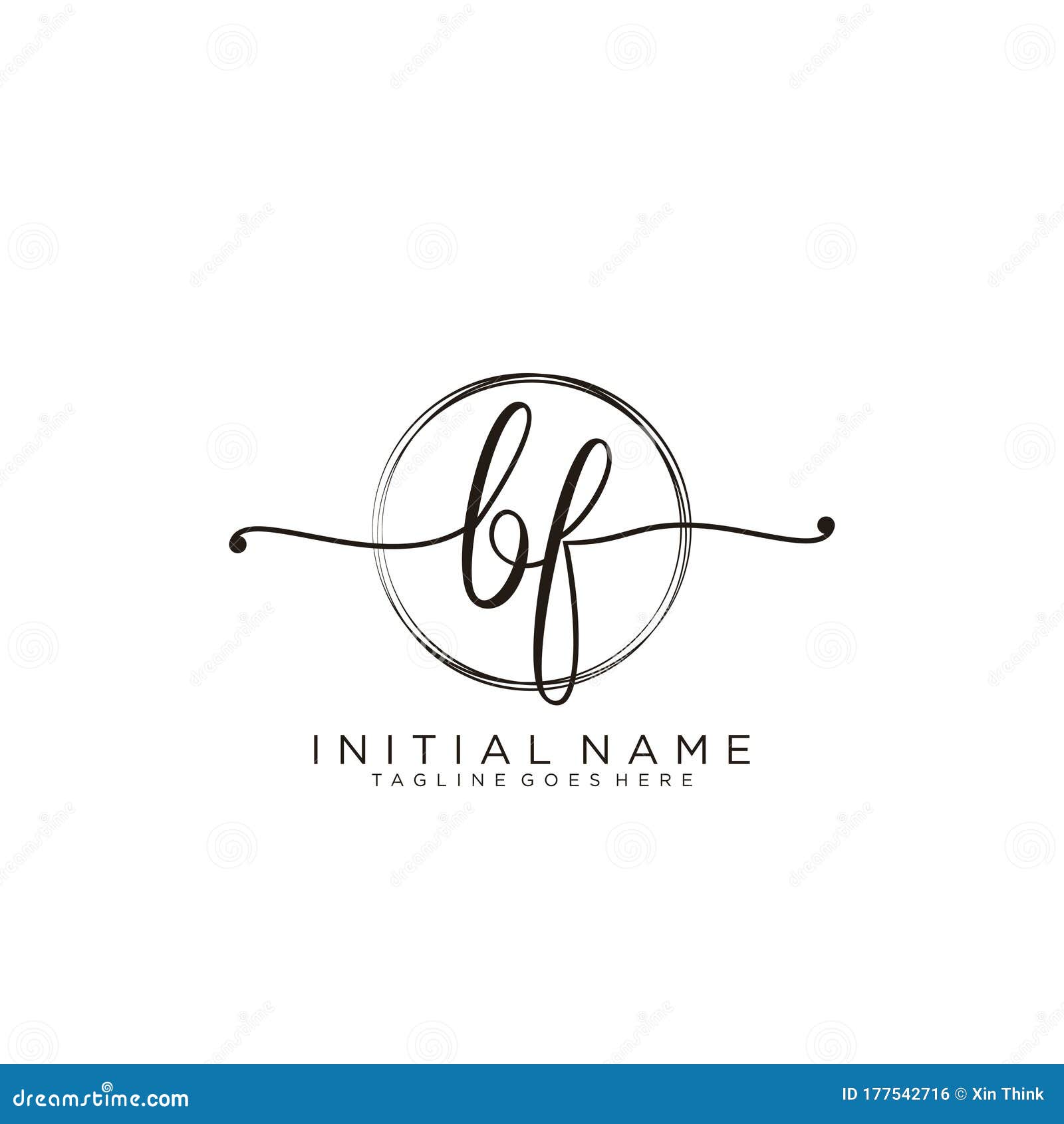 BF Initial Handwriting Logo with Circle Stock Vector - Illustration of ...