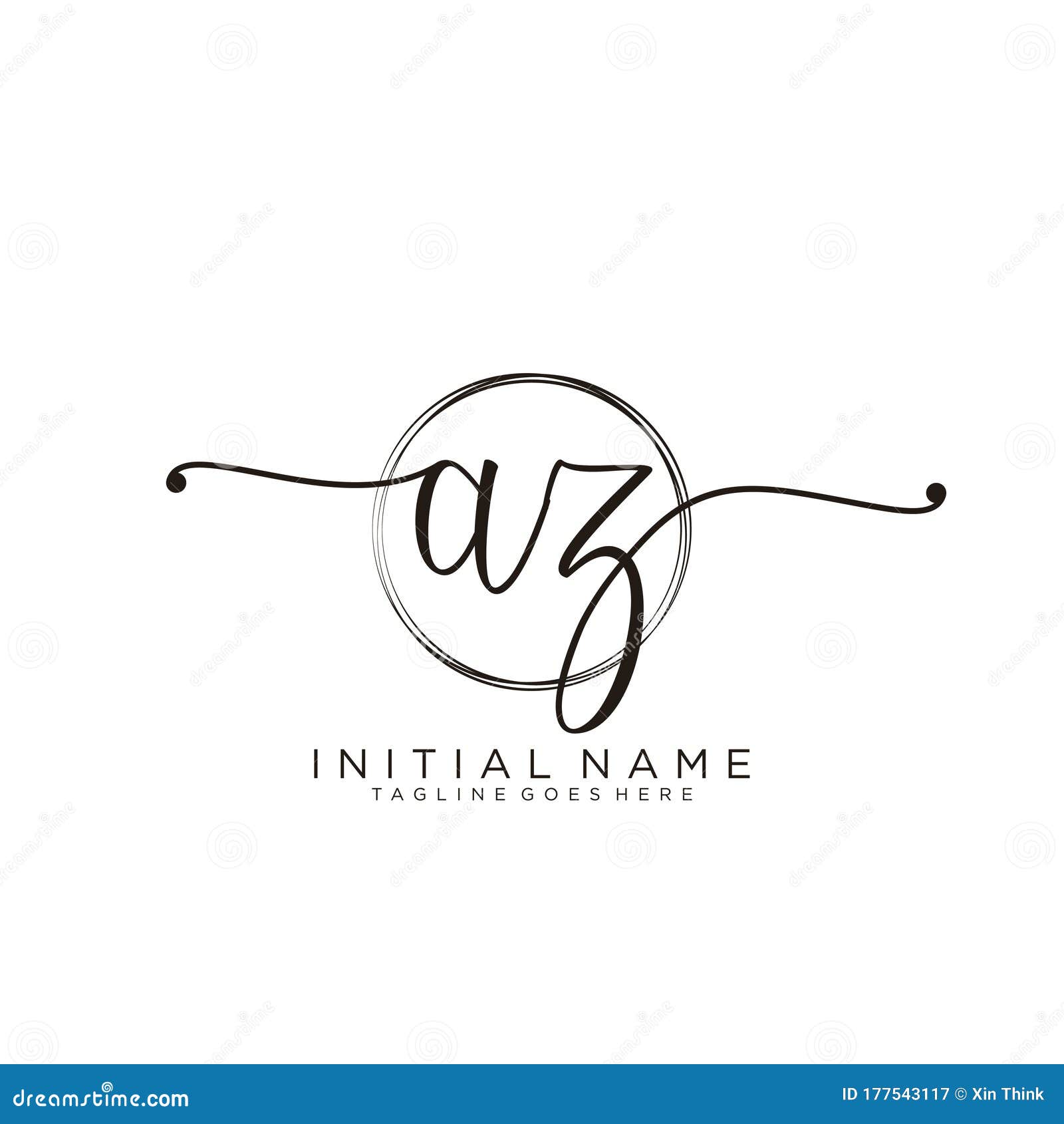 AZ Initial Handwriting Logo with Circle Stock Vector - Illustration of ...