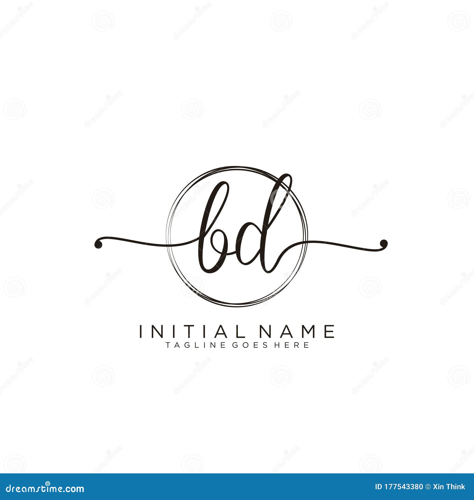 BD Initial Handwriting Logo with Circle Stock Vector - Illustration of ...