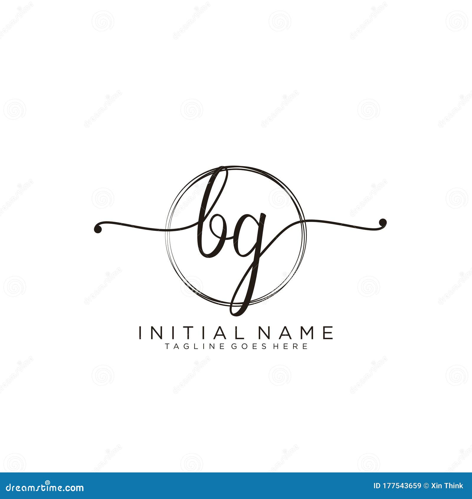 BG Initial Handwriting Logo with Circle Stock Illustration ...