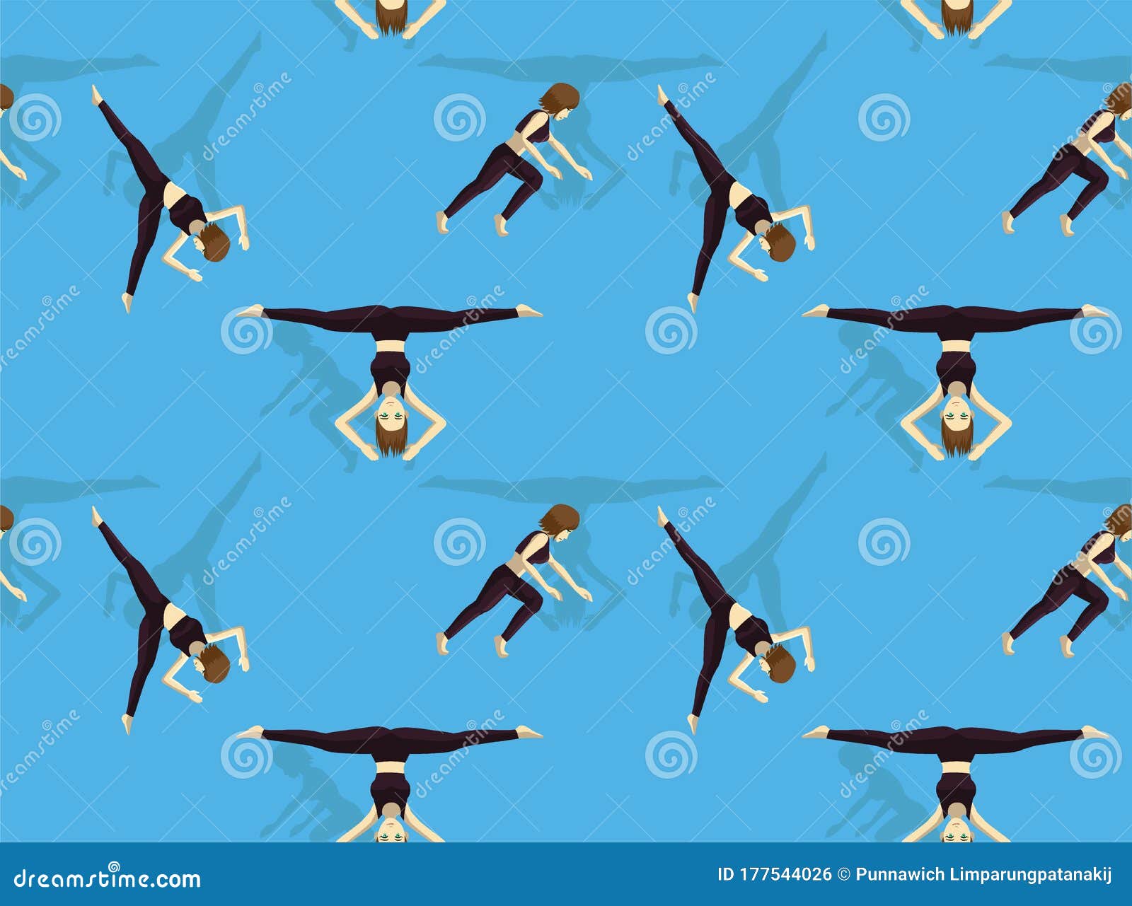 Gymnastic Move Set Aerial Cartwheel Cartoon Seamless Background ...