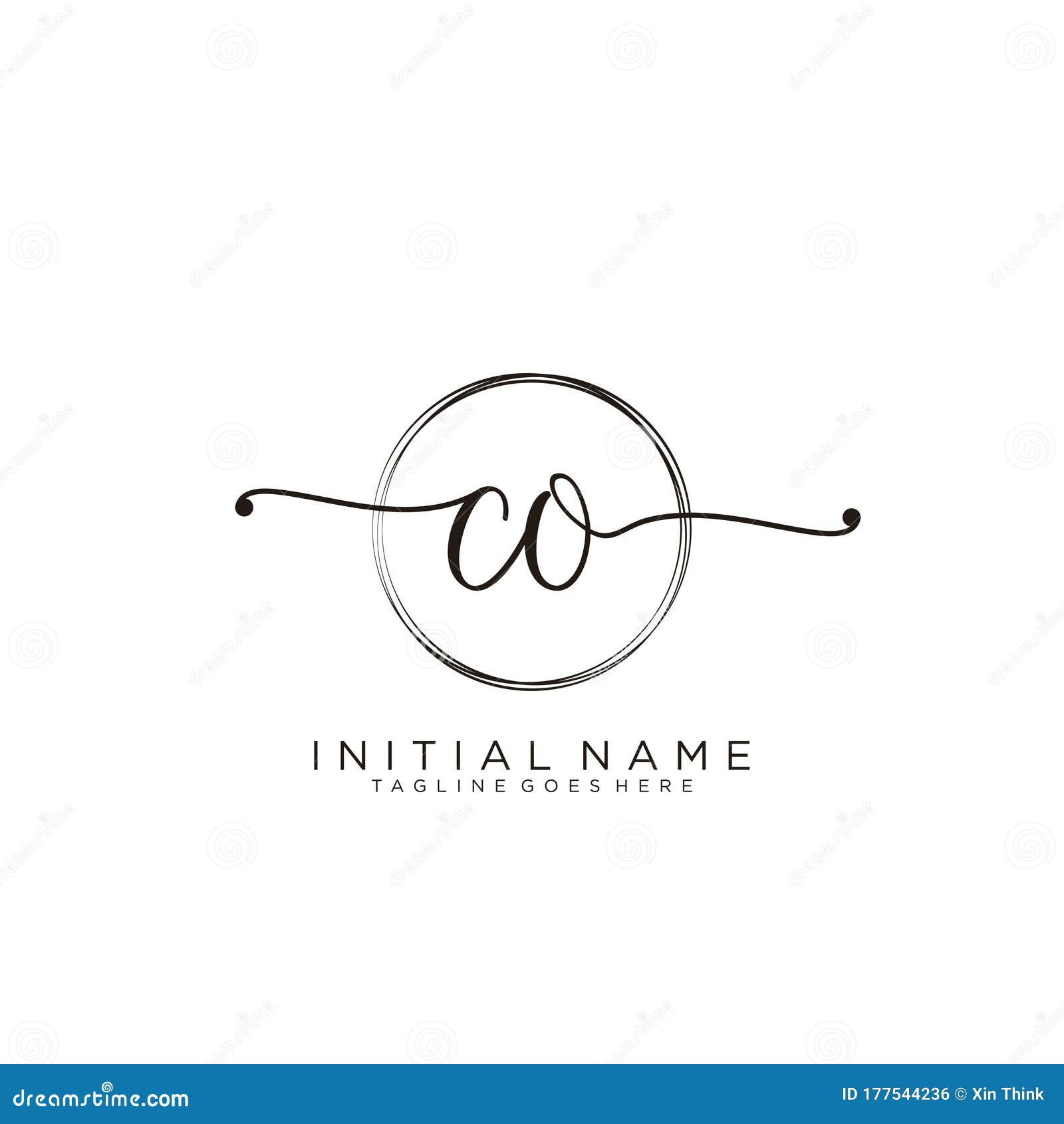 CO Initial Handwriting Logo with Circle Stock Vector - Illustration of ...