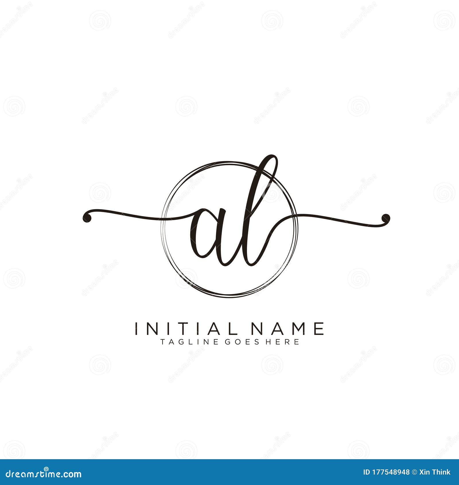 AL Initial Handwriting Logo with Circle Stock Illustration ...