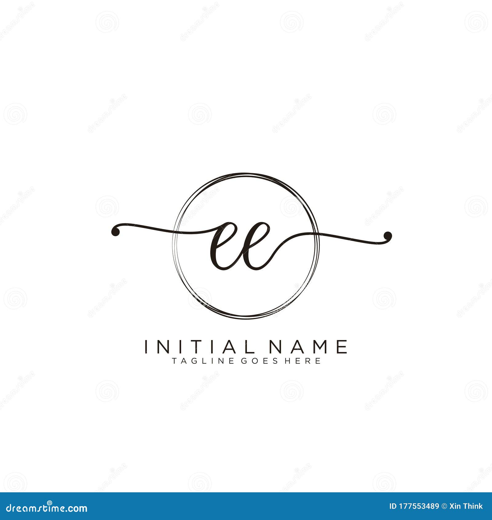 EE Initial Handwriting Logo with Circle Stock Illustration ...