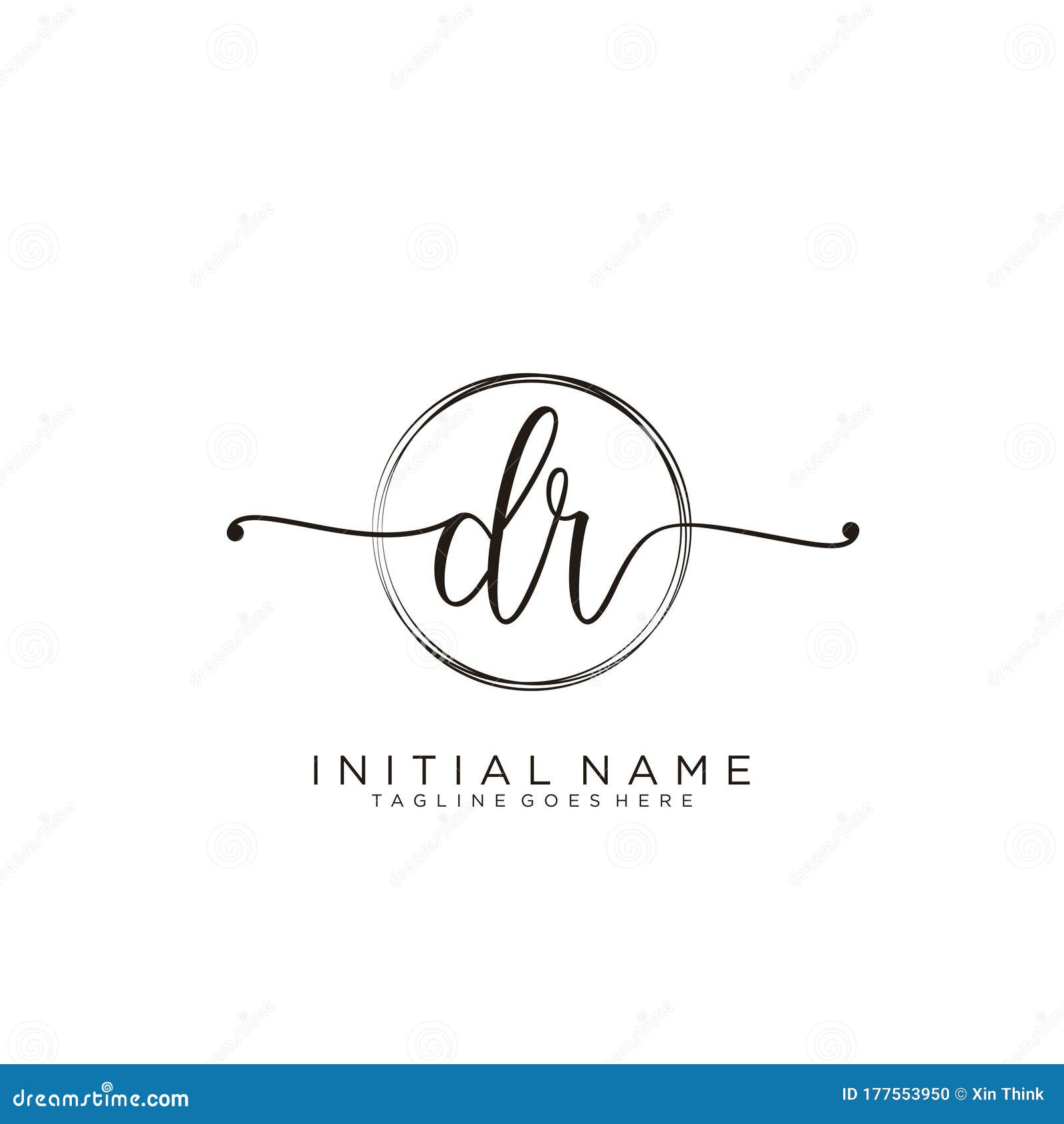 DR Initial Handwriting Logo with Circle Stock Vector - Illustration of ...