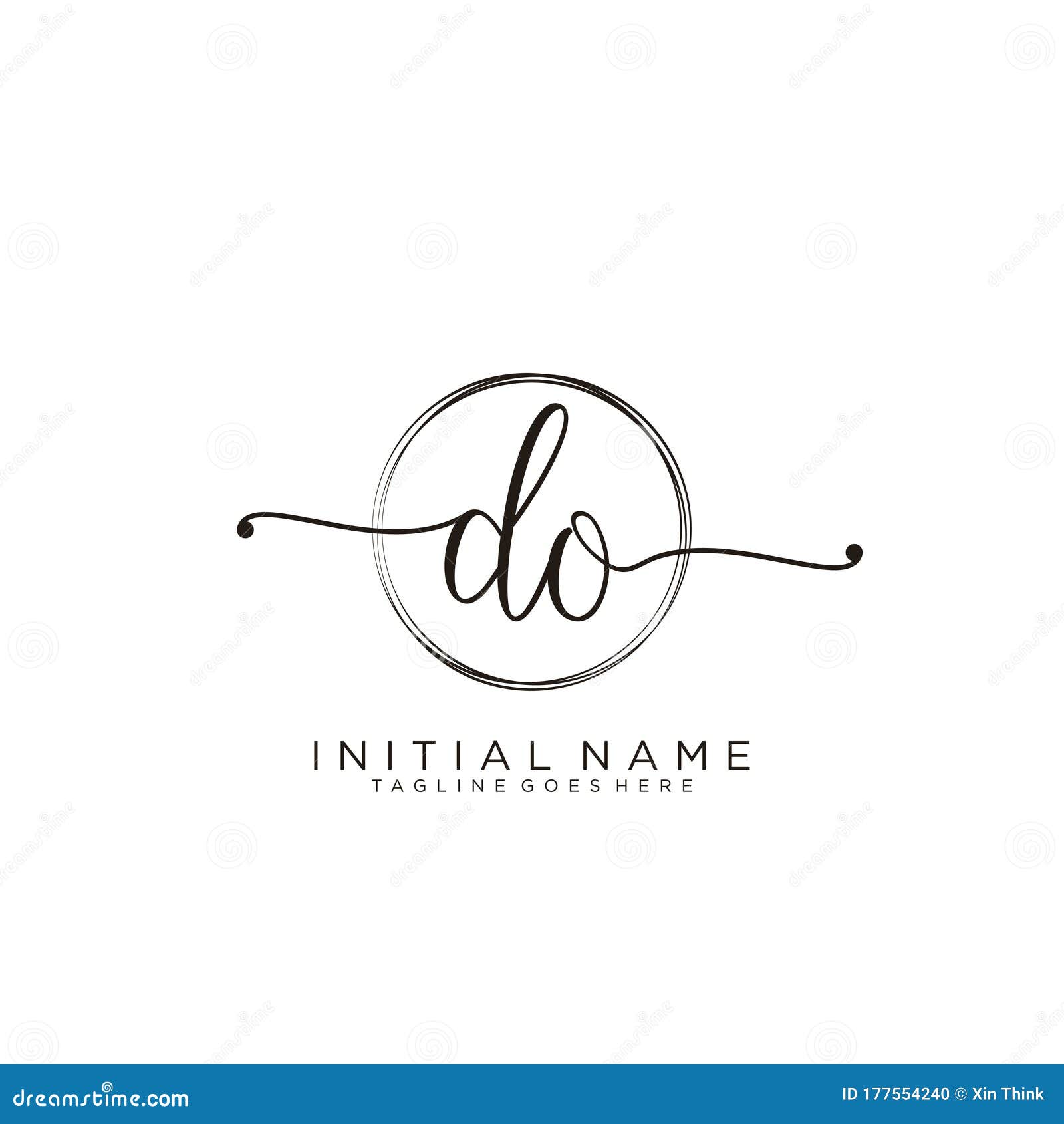 DO Initial Handwriting Logo with Circle Stock Vector - Illustration of ...