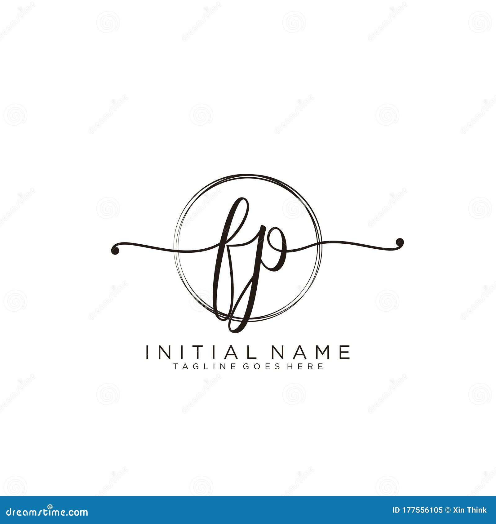 FP Initial Handwriting Logo with Circle Stock Vector - Illustration of ...
