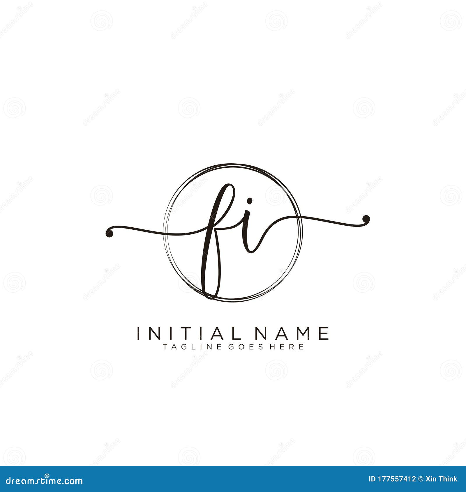 FI Initial Handwriting Logo with Circle Stock Vector - Illustration of ...