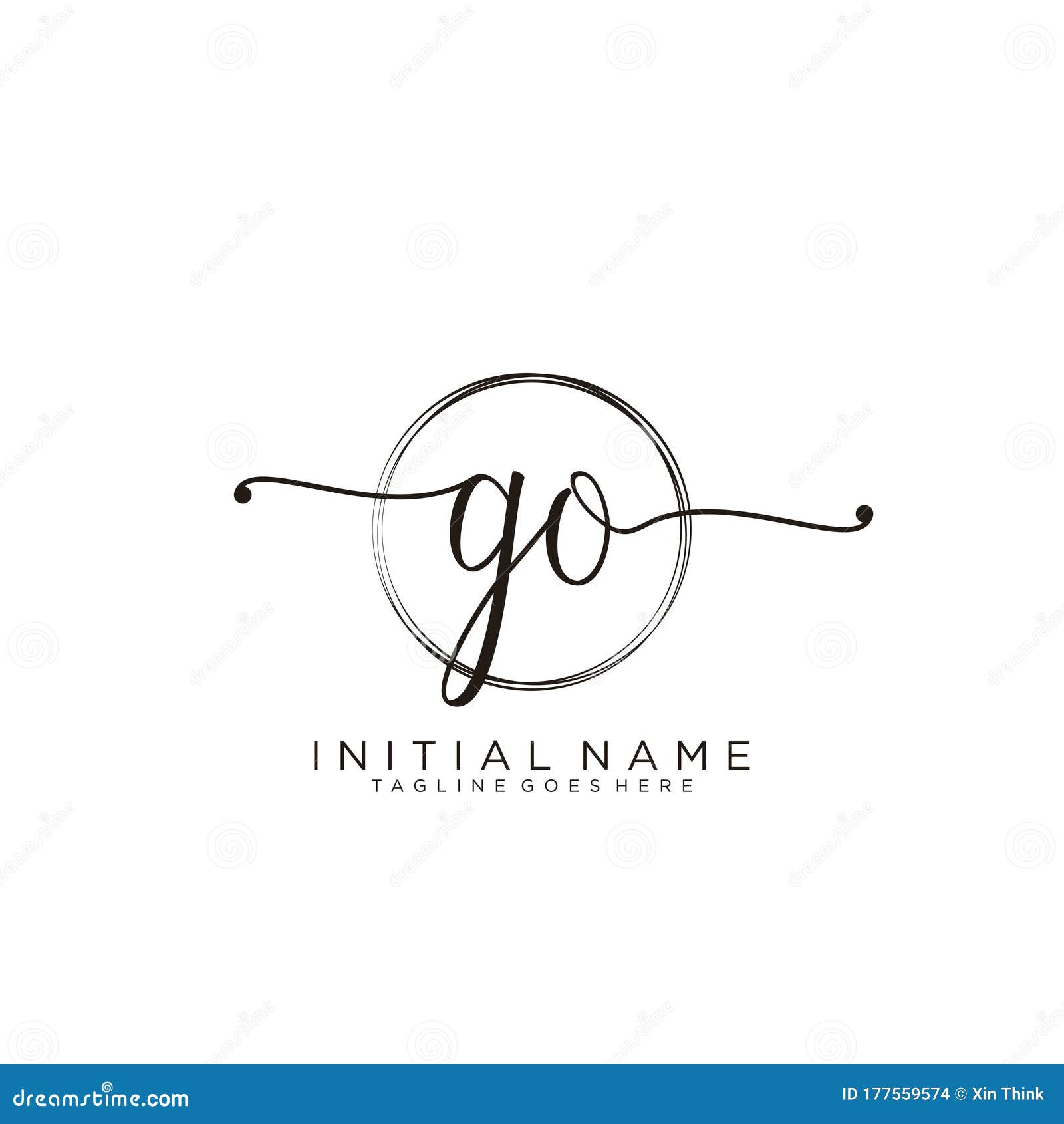 GO Initial Handwriting Logo with Circle Stock Illustration ...