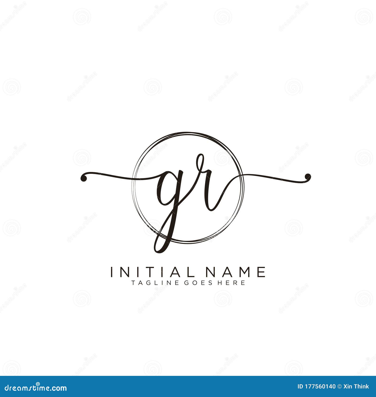GR Initial Handwriting Logo with Circle Stock Vector - Illustration of ...