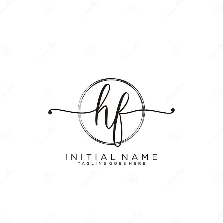 HF Initial Handwriting Logo with Circle Stock Vector - Illustration of ...