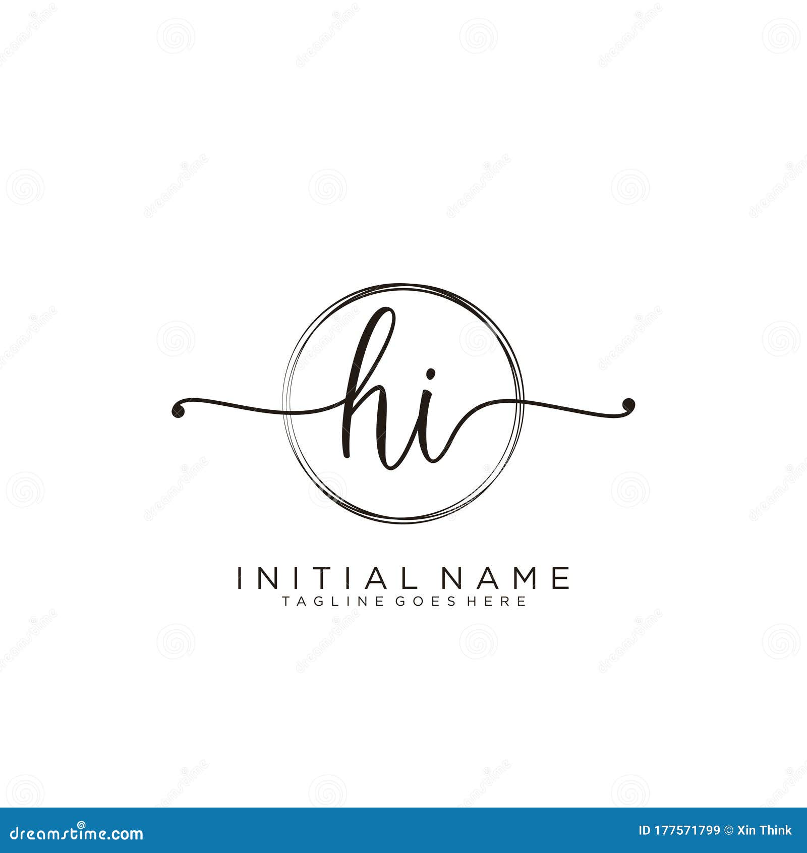 HI Initial Handwriting Logo with Circle Stock Vector - Illustration of ...